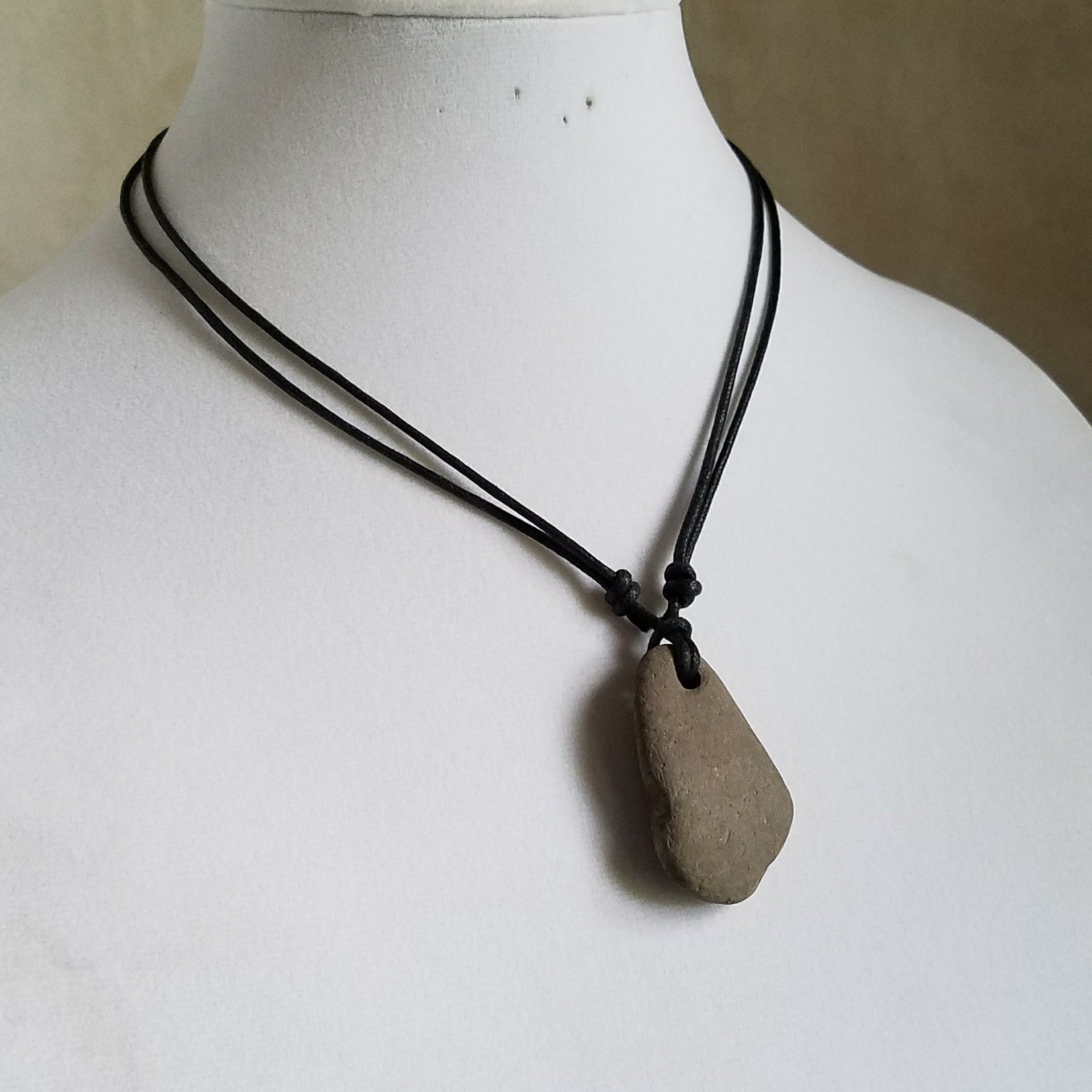 River Rock Pendant and Long Vegan Necklace, Hypoallergenic Natural ...