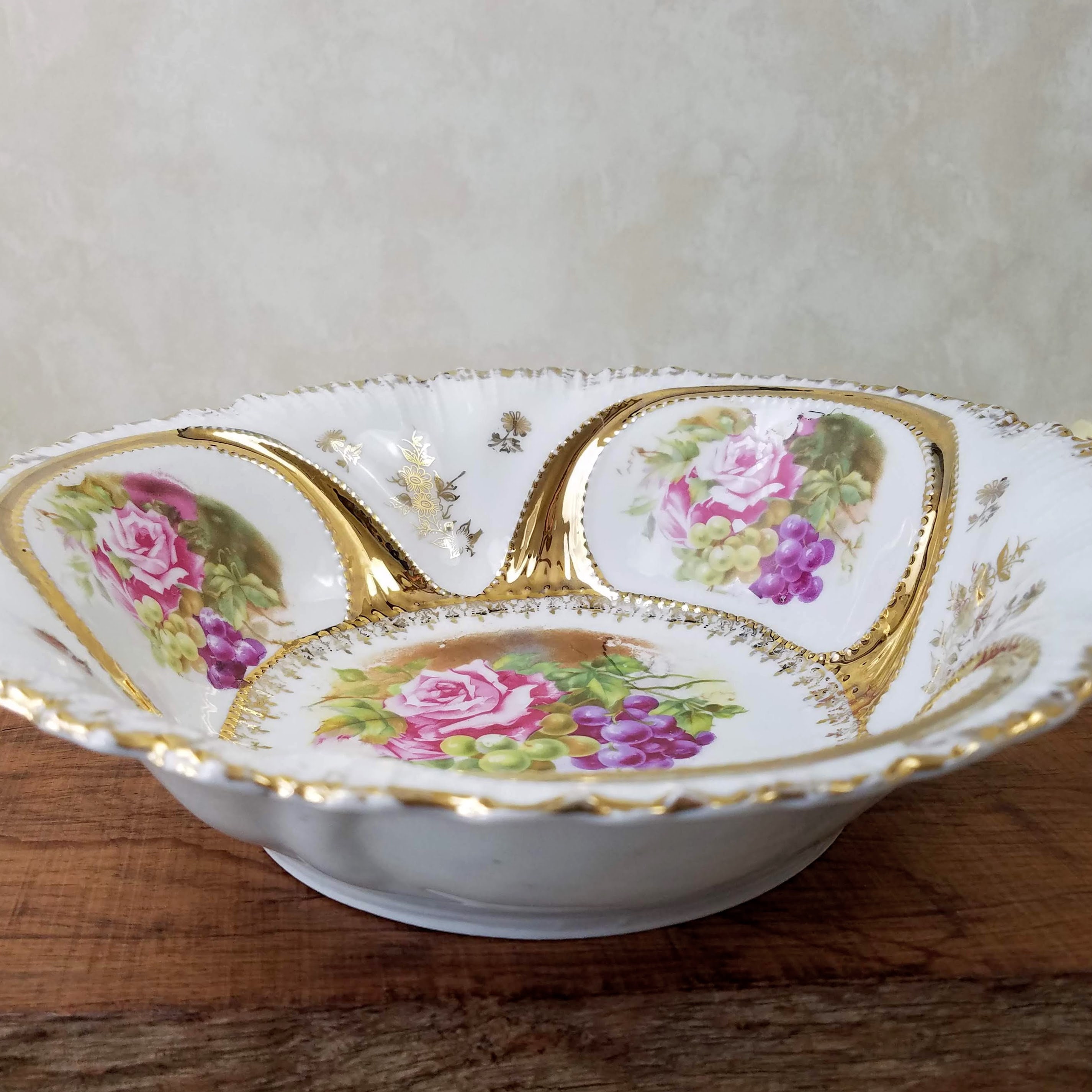 Antique Victorian Porcelain Bowl, German or Prussian Gilded Gold Large ...
