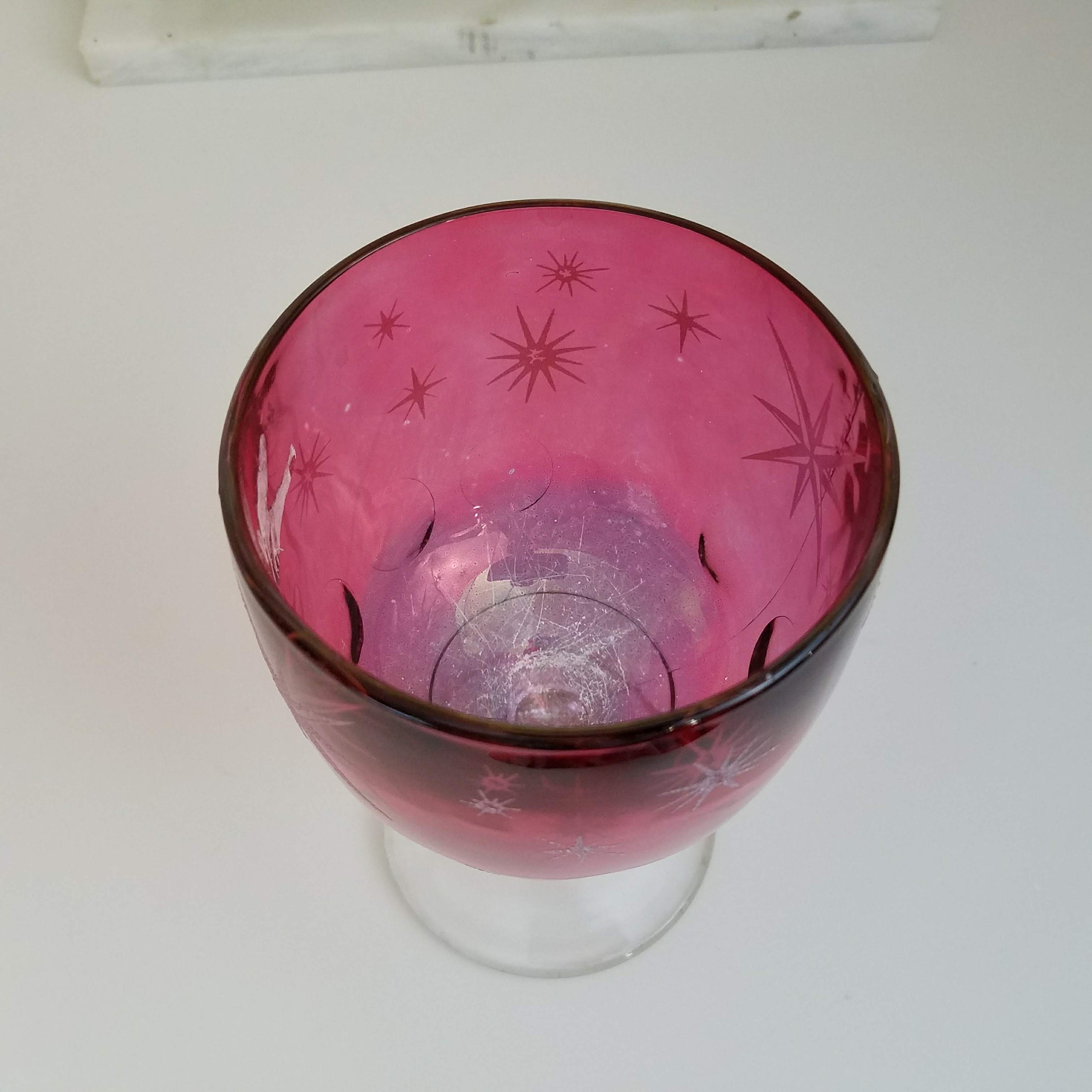 Vintage Bohemian Pink Goblet with Silver Stars, Fuchsia Pink Thumb ...