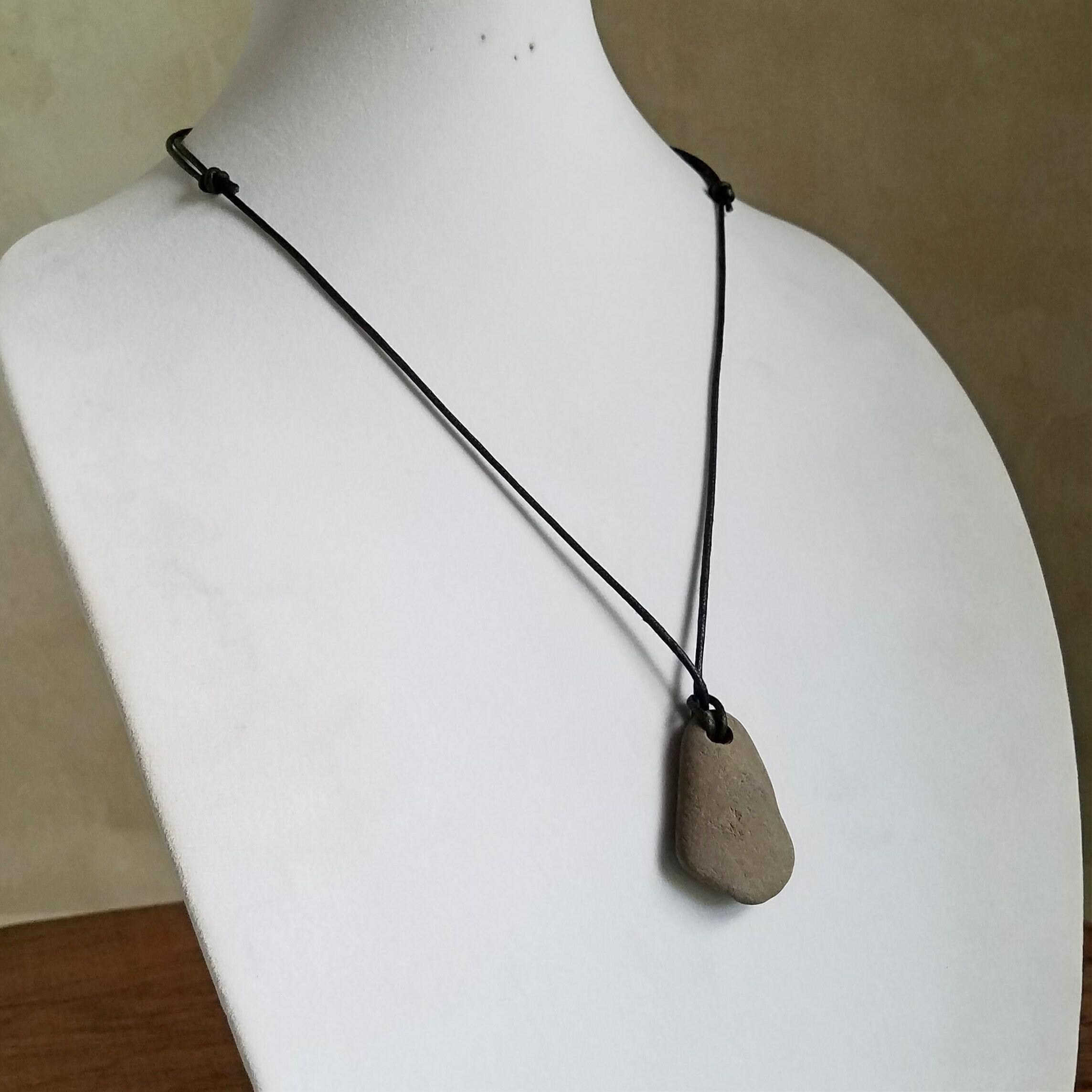 River Rock Pendant and Long Vegan Necklace, Hypoallergenic Natural ...