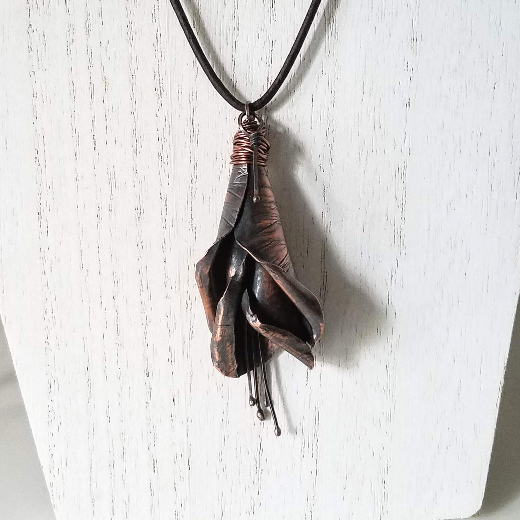 Hand Forged Copper Flower Pendant Necklace, Artisan Copper Pendant on ...