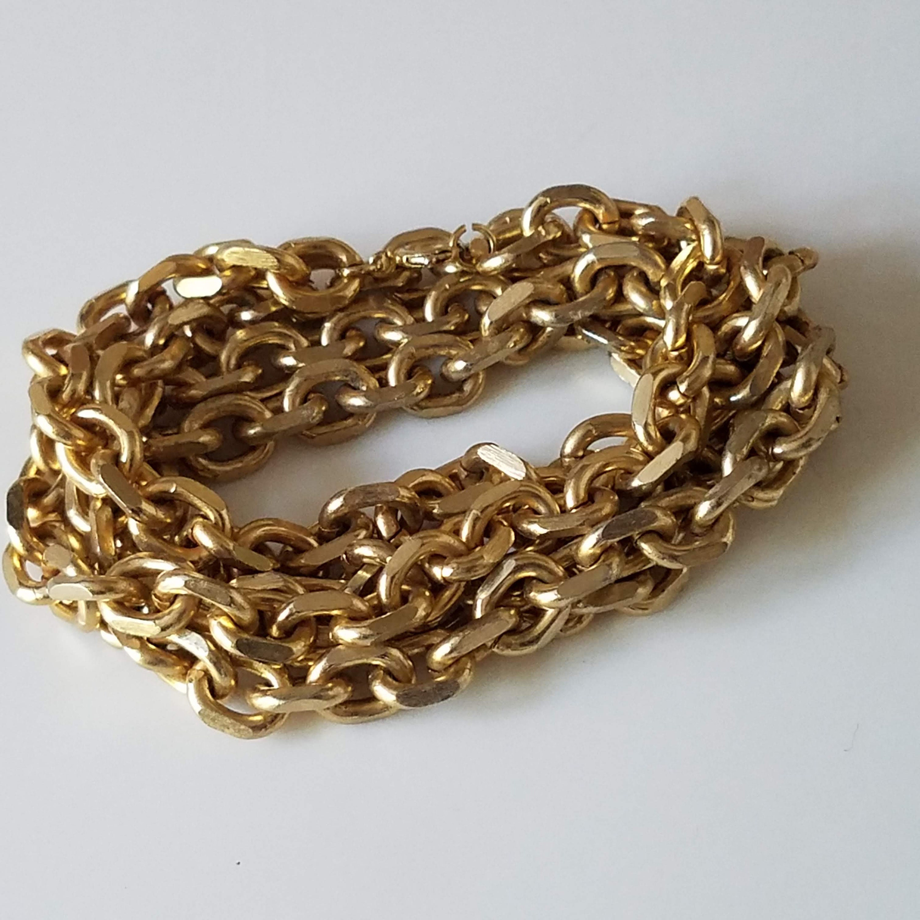 Gold Tone Chunky Metal Curb Chain, Vintage Retro Gold Tone Unisex ...