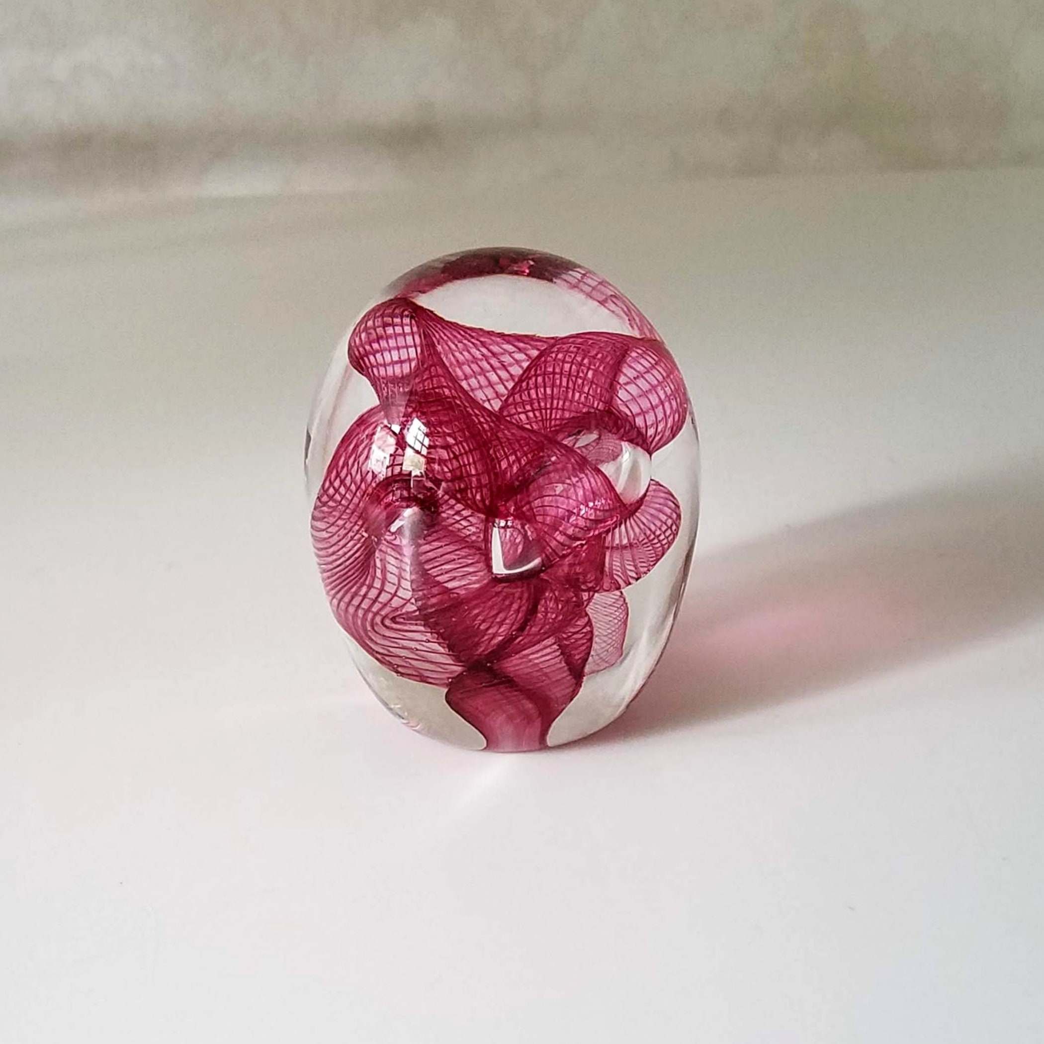 Robert Held Art Glass Paperweight, Signed Vintage Handmade Burgundy Red ...