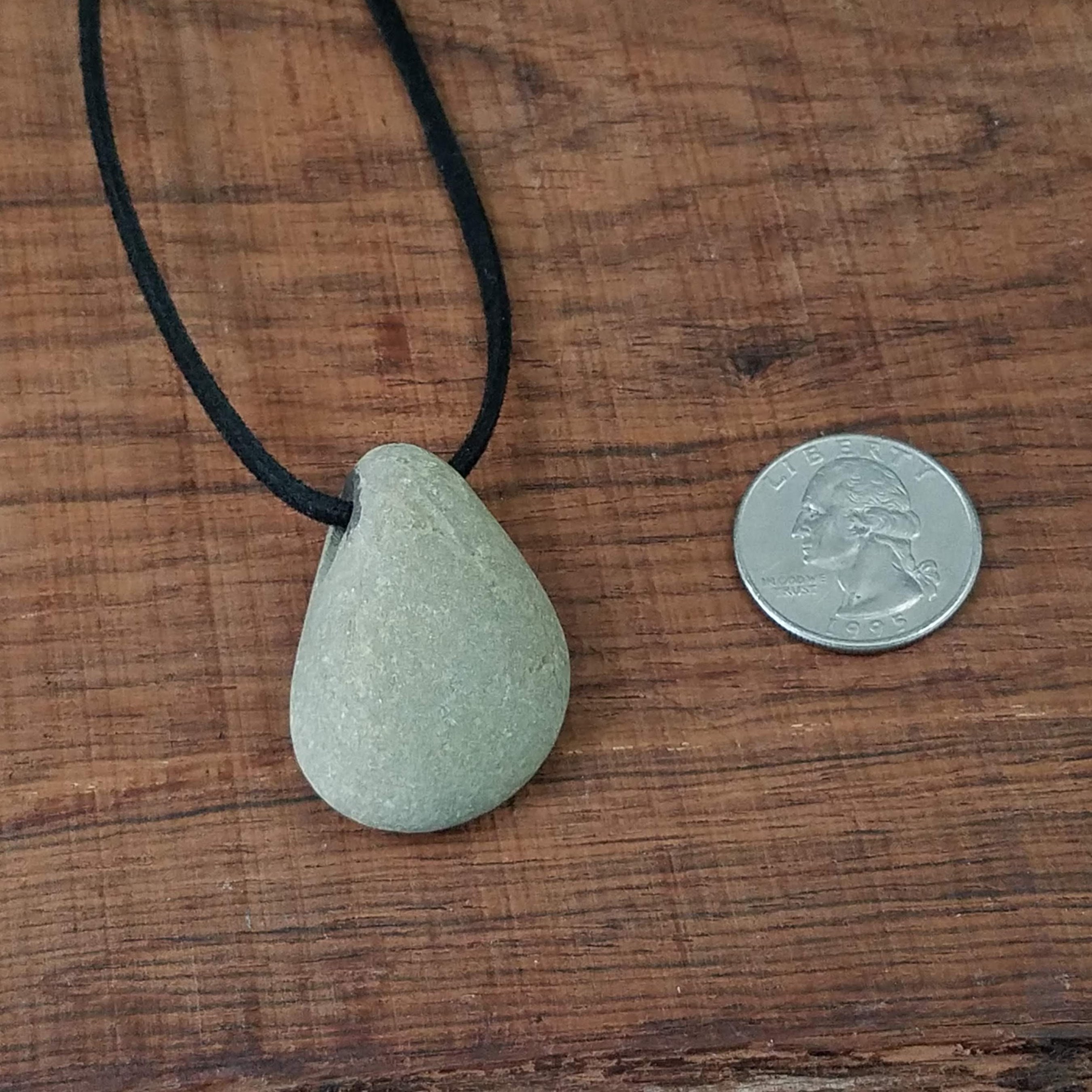 River Rock Necklace, River Rock Pendant On Vegan Suede Cord, Natural ...