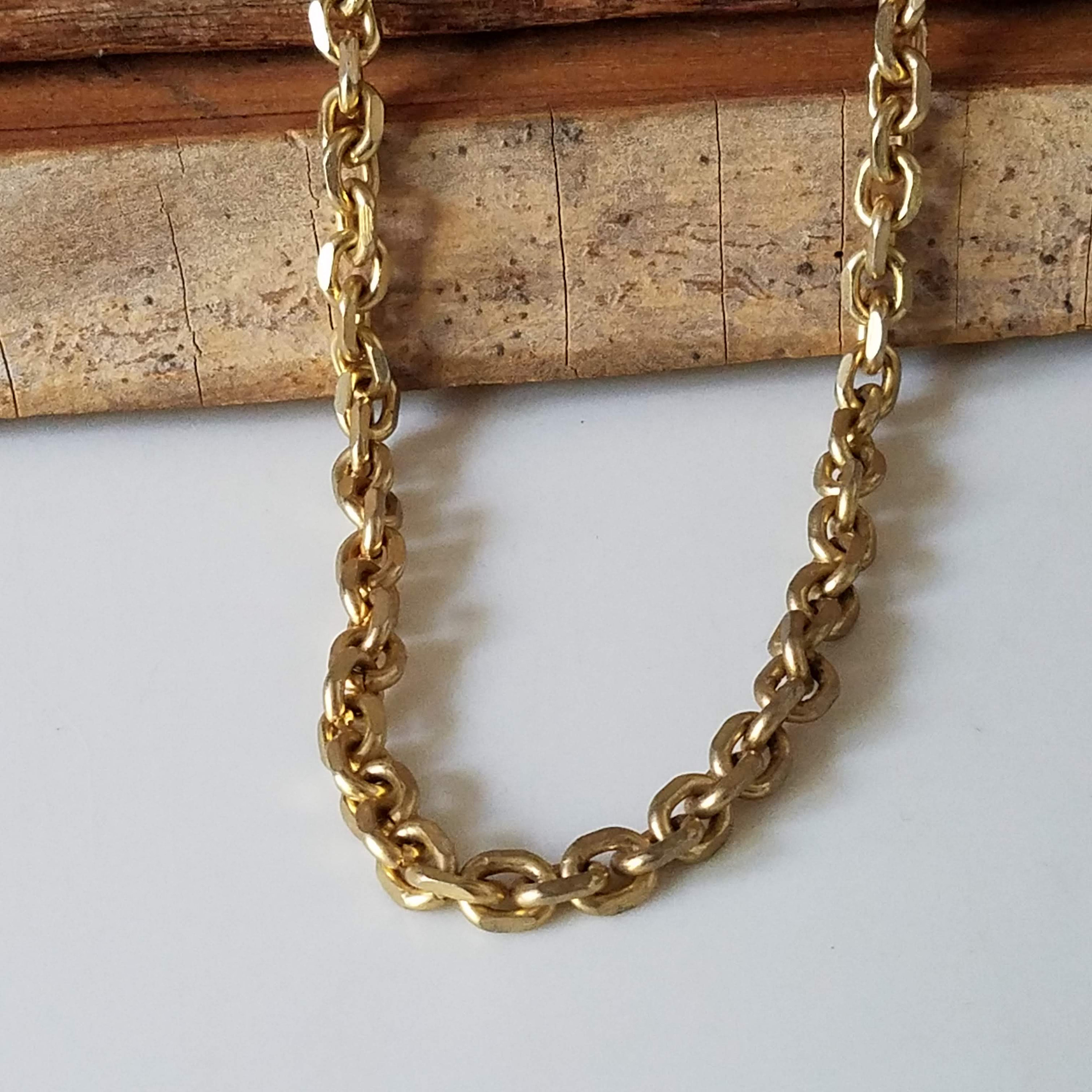 Gold Tone Chunky Metal Curb Chain, Vintage Retro Gold Tone Unisex ...