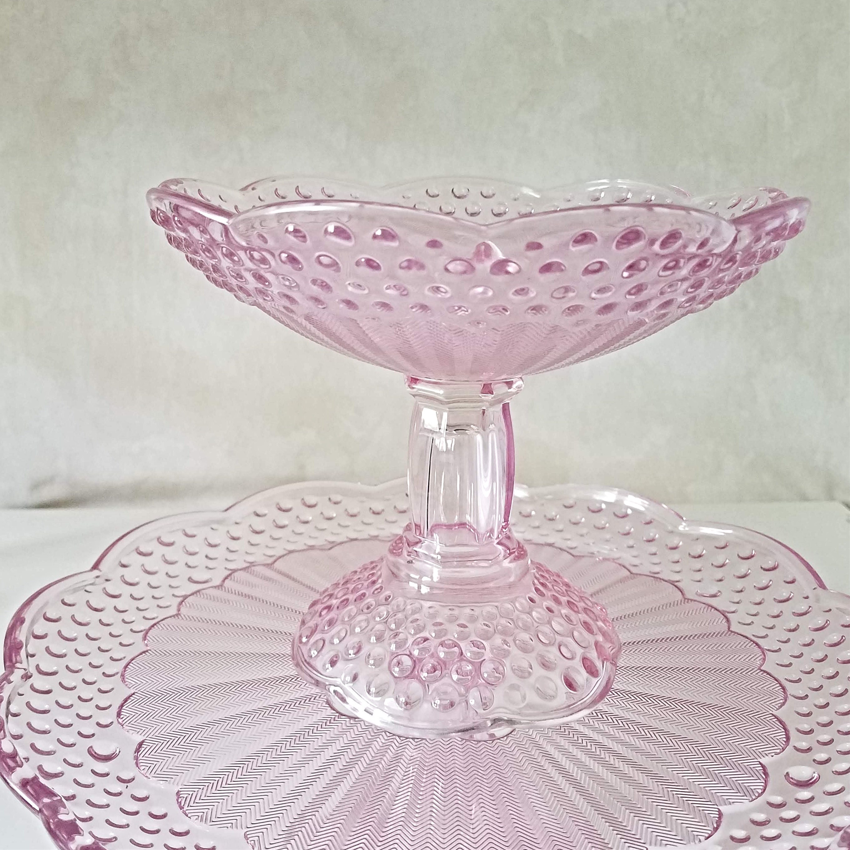 Vintage Pink Glass, Gorham Emily's Attic Pink Crystal Compote, Pink ...