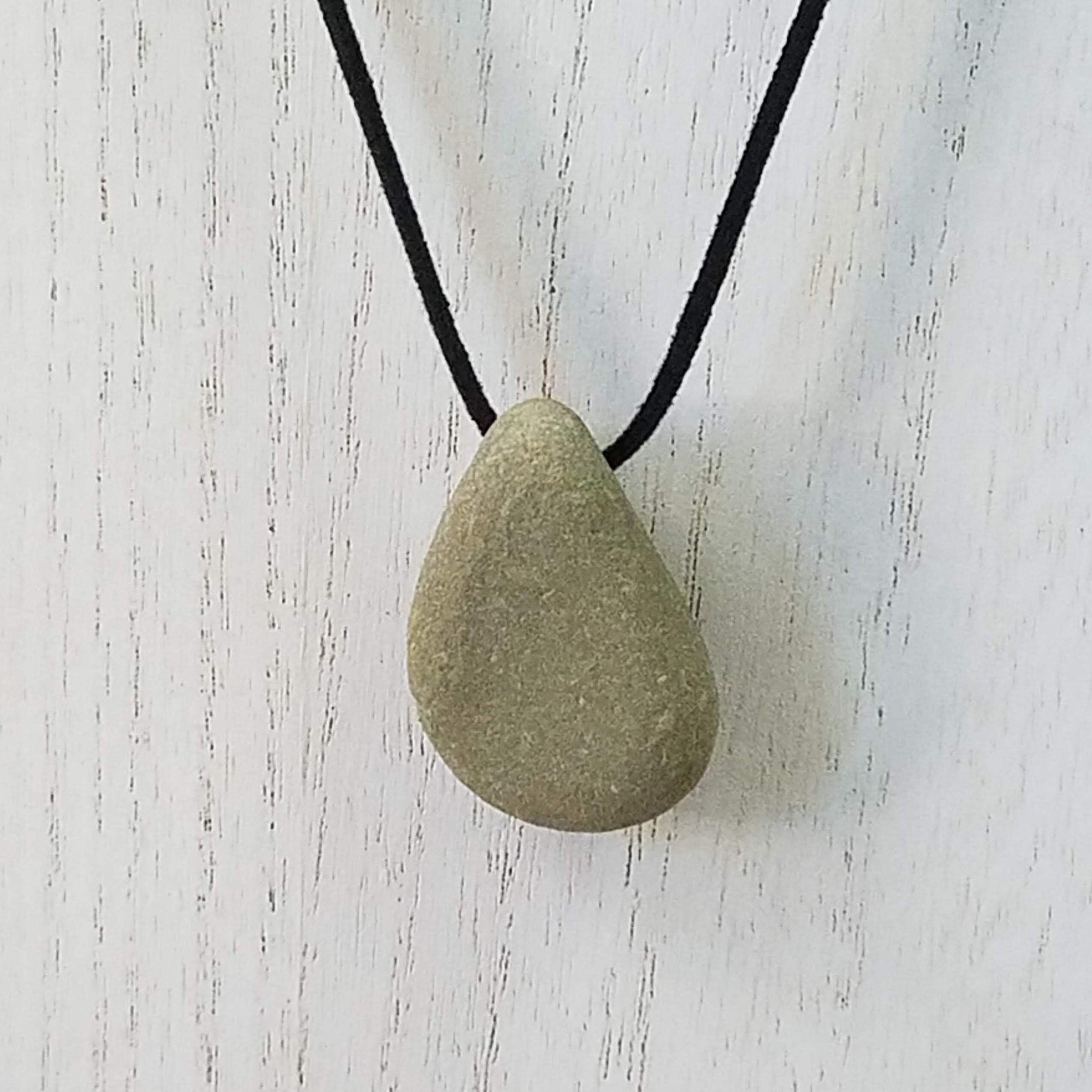 River Rock Necklace, River Rock Pendant On Vegan Suede Cord, Natural ...