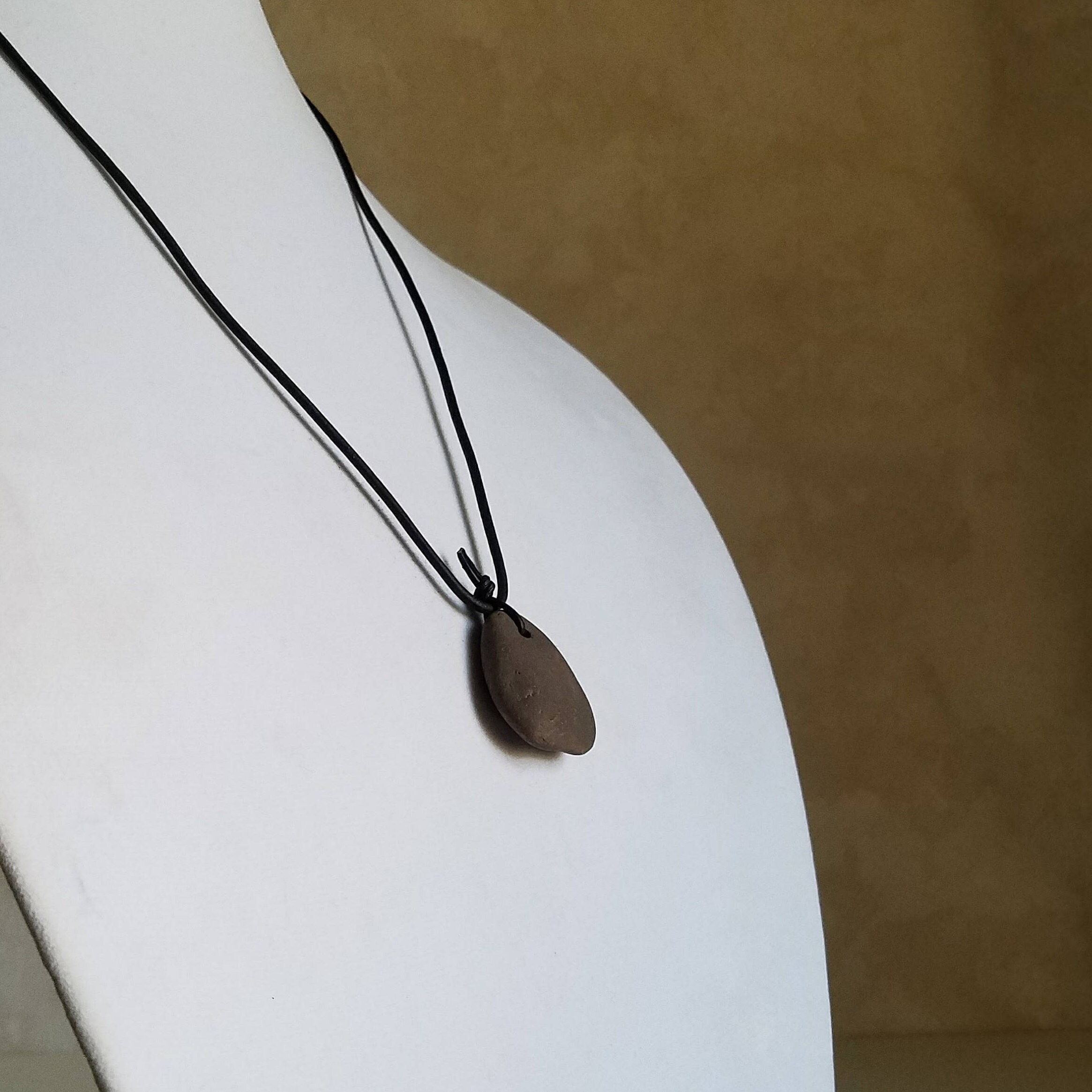 River Rock Pendant, Natural Red River Stone Necklace, Black Leather ...