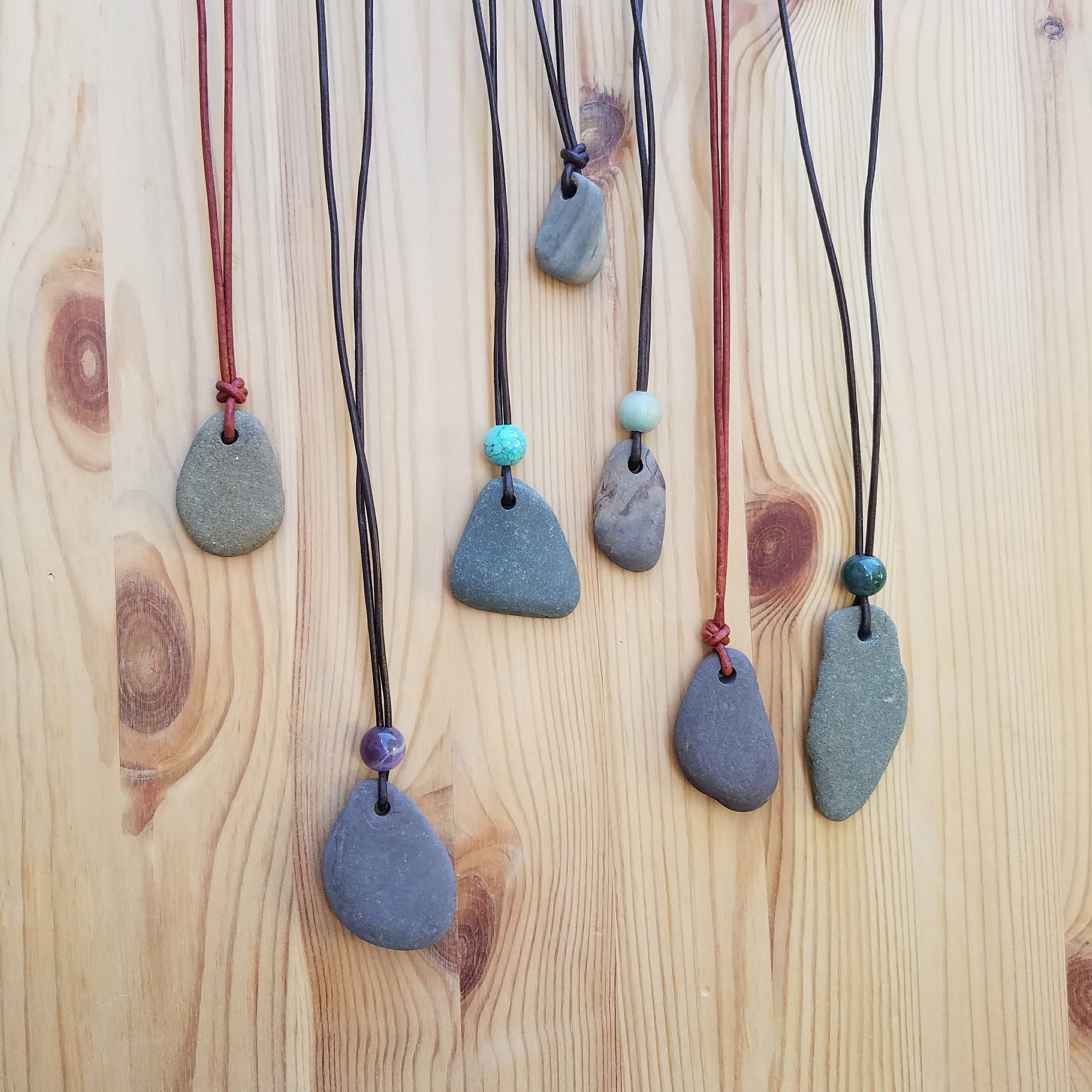 River Rock Pendant, Natural River Stone Jewelry, River Rock Necklace ...