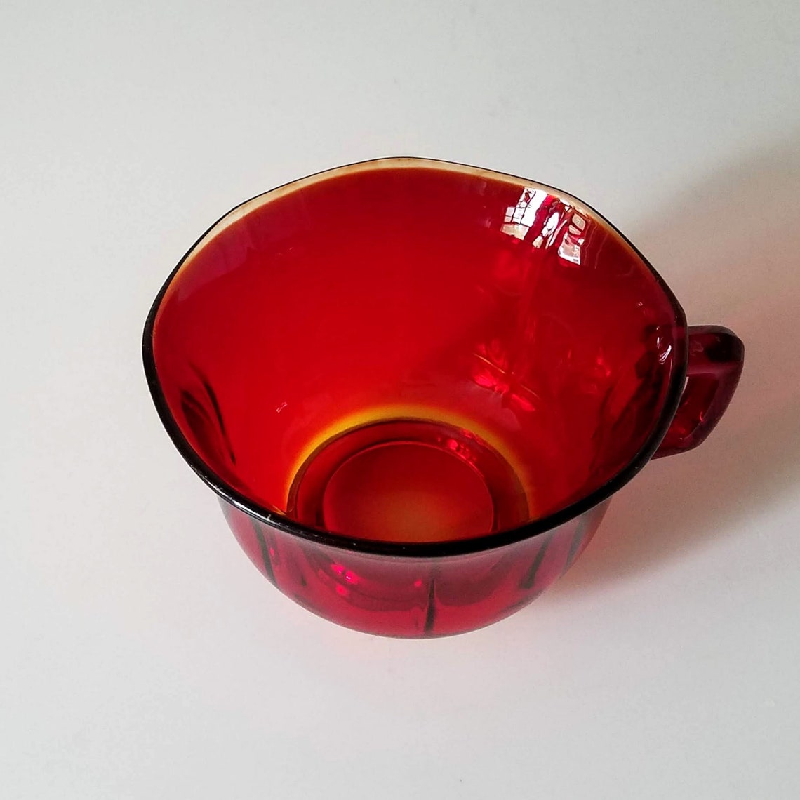 Ruby Red Glass Cup Vintage Red Amberina Glass Coffee or - Etsy