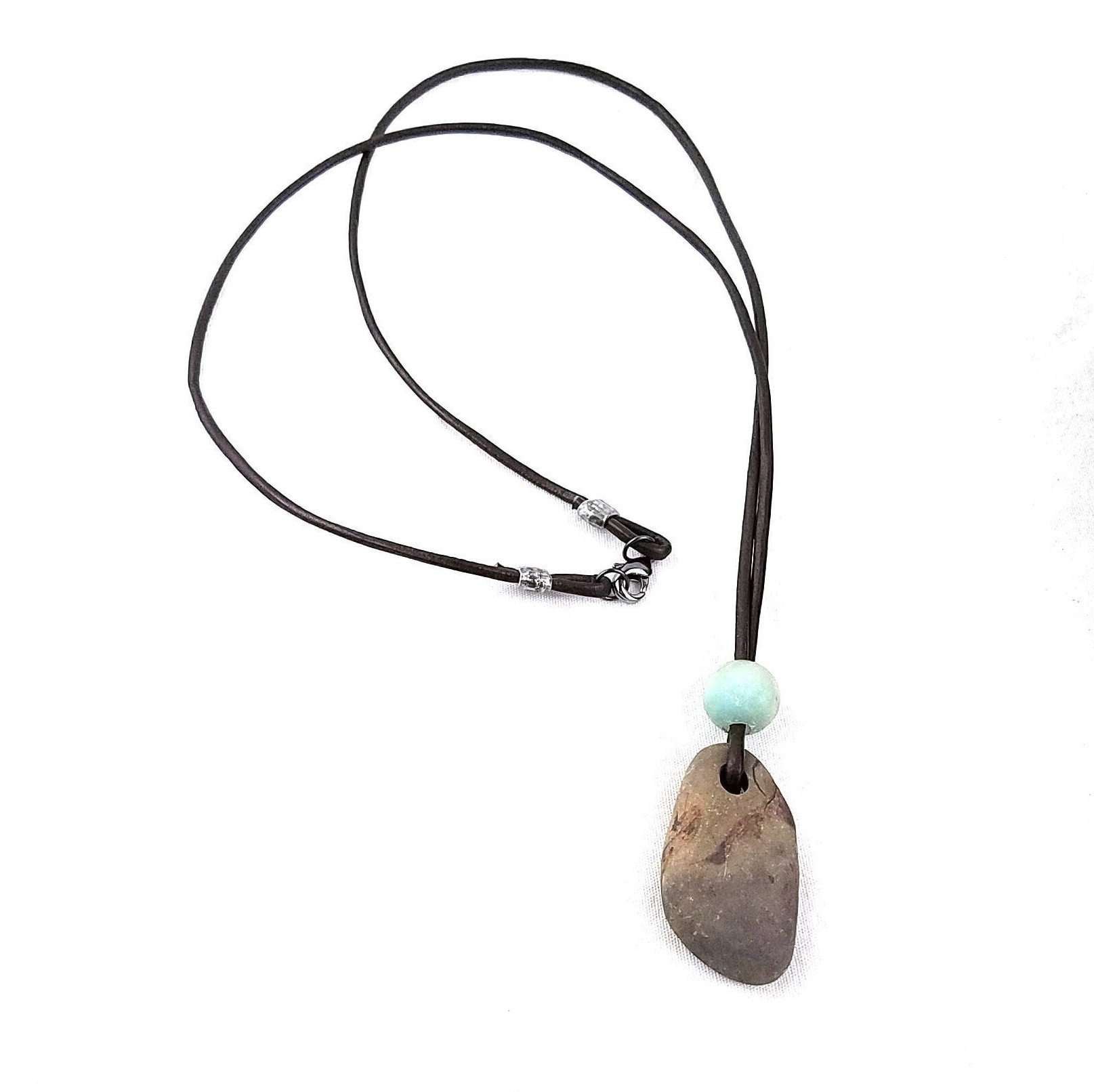 Unique River Rock Pendant, Natural River Stone Jewelry, River Rock ...