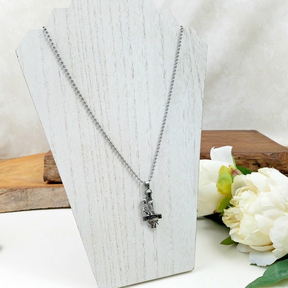 Skeleton Hugging Cross Pendant, Chisel Stainless Stee… - Gem