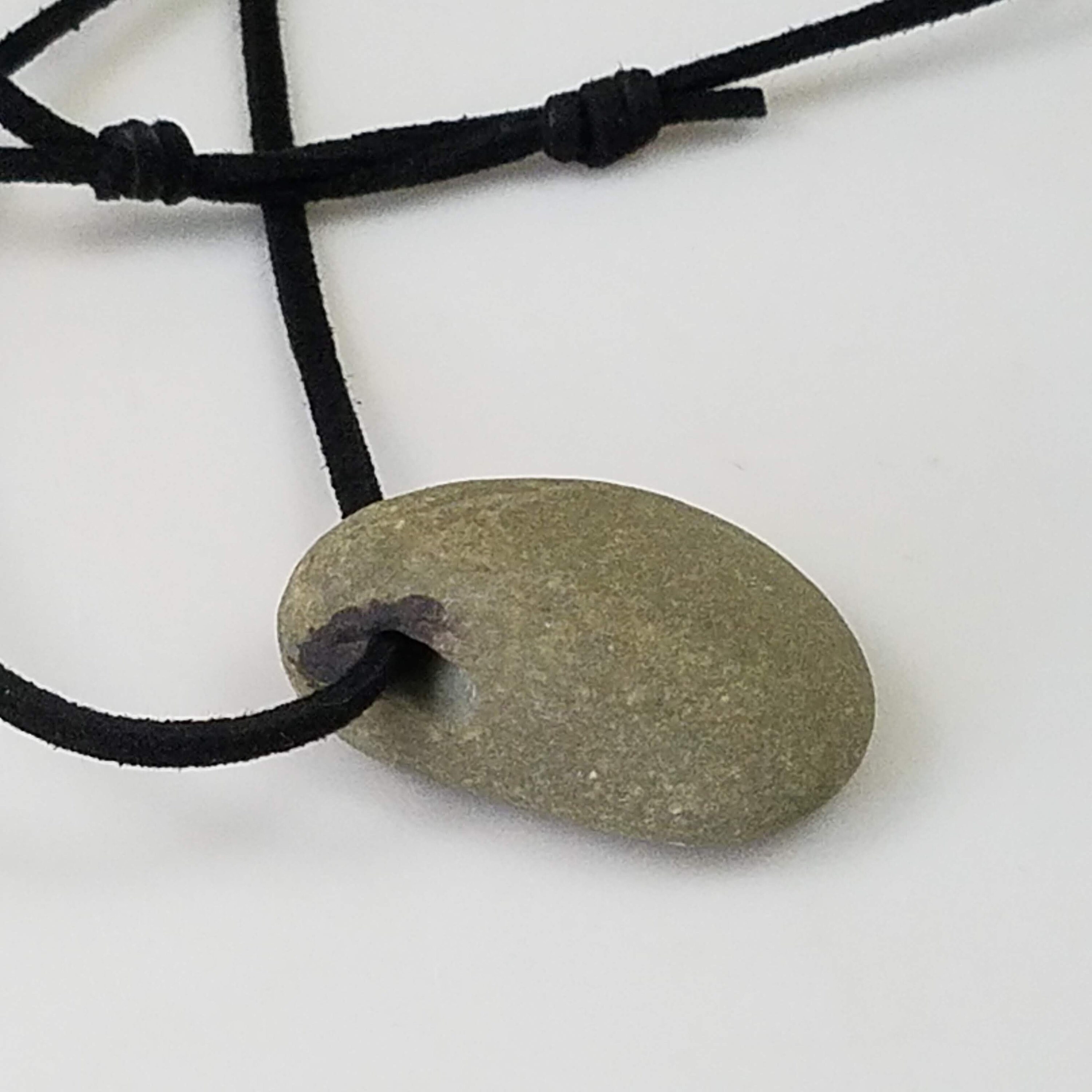 River Rock Necklace, River Rock Pendant On Vegan Suede Cord, Natural ...
