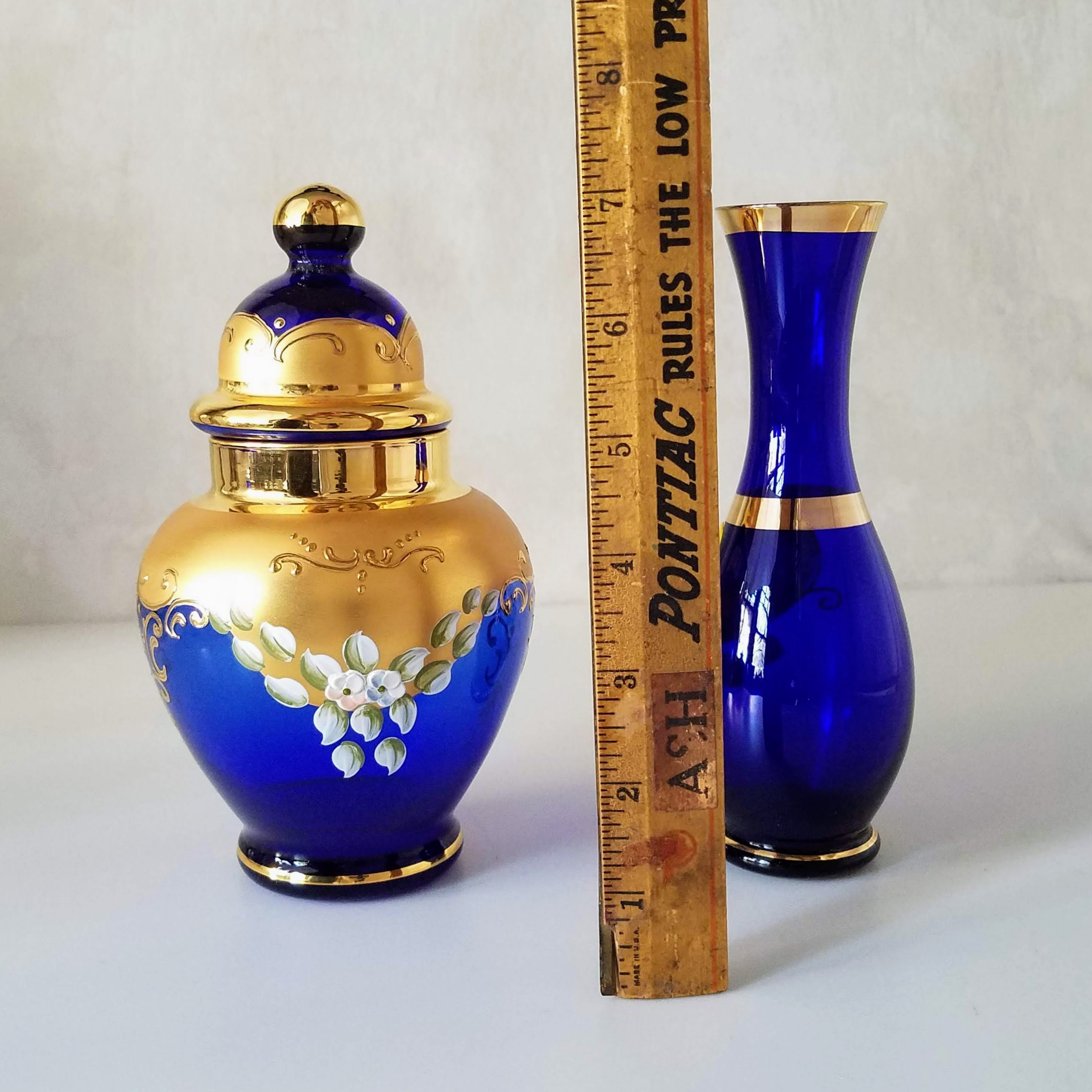 Bohemian Blue Glass Ginger Jar Cobalt Blue Czech Glass Etsy
