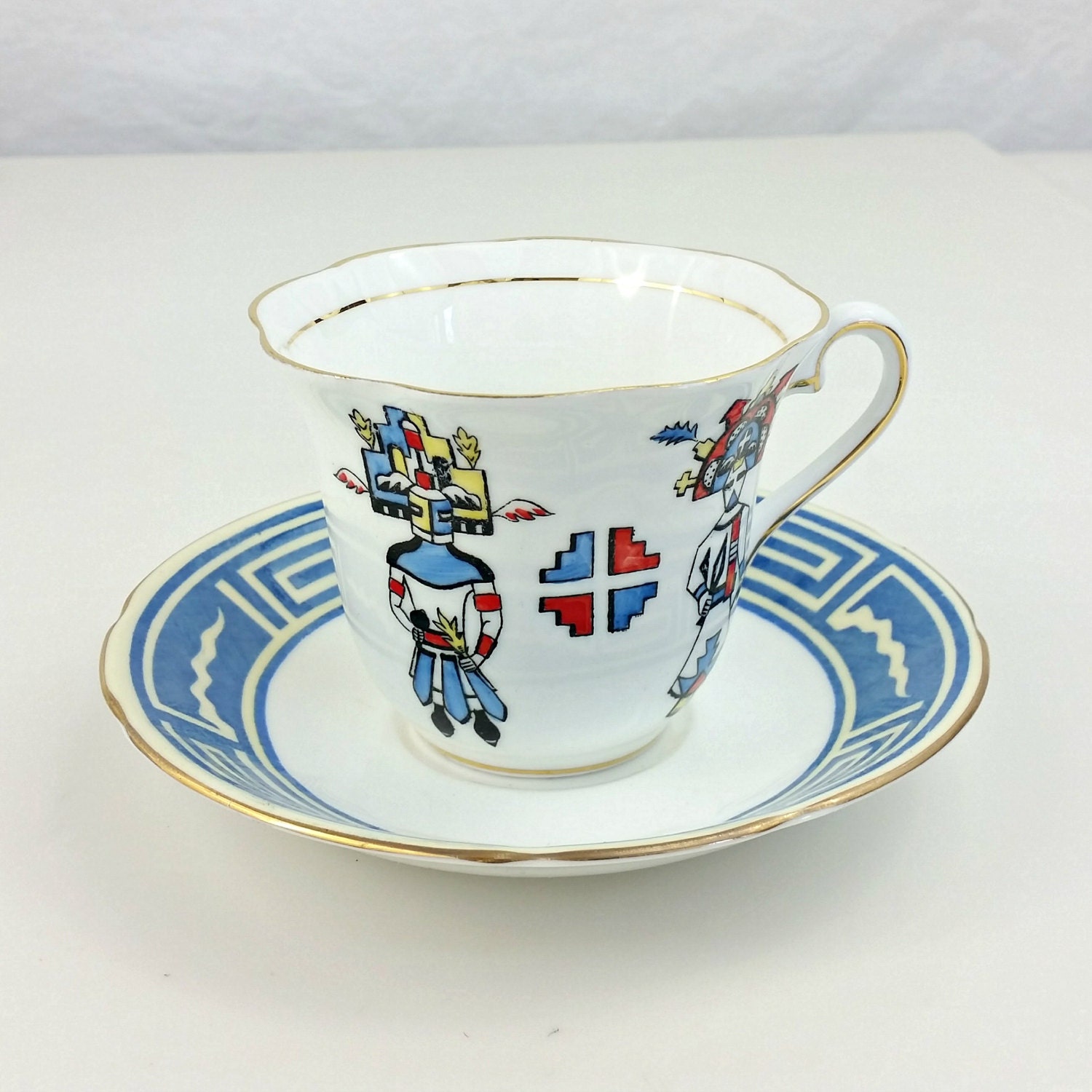 Vintage Taylor & Kent Bone China, Hopi Kachinas Cup and Saucer, English ...