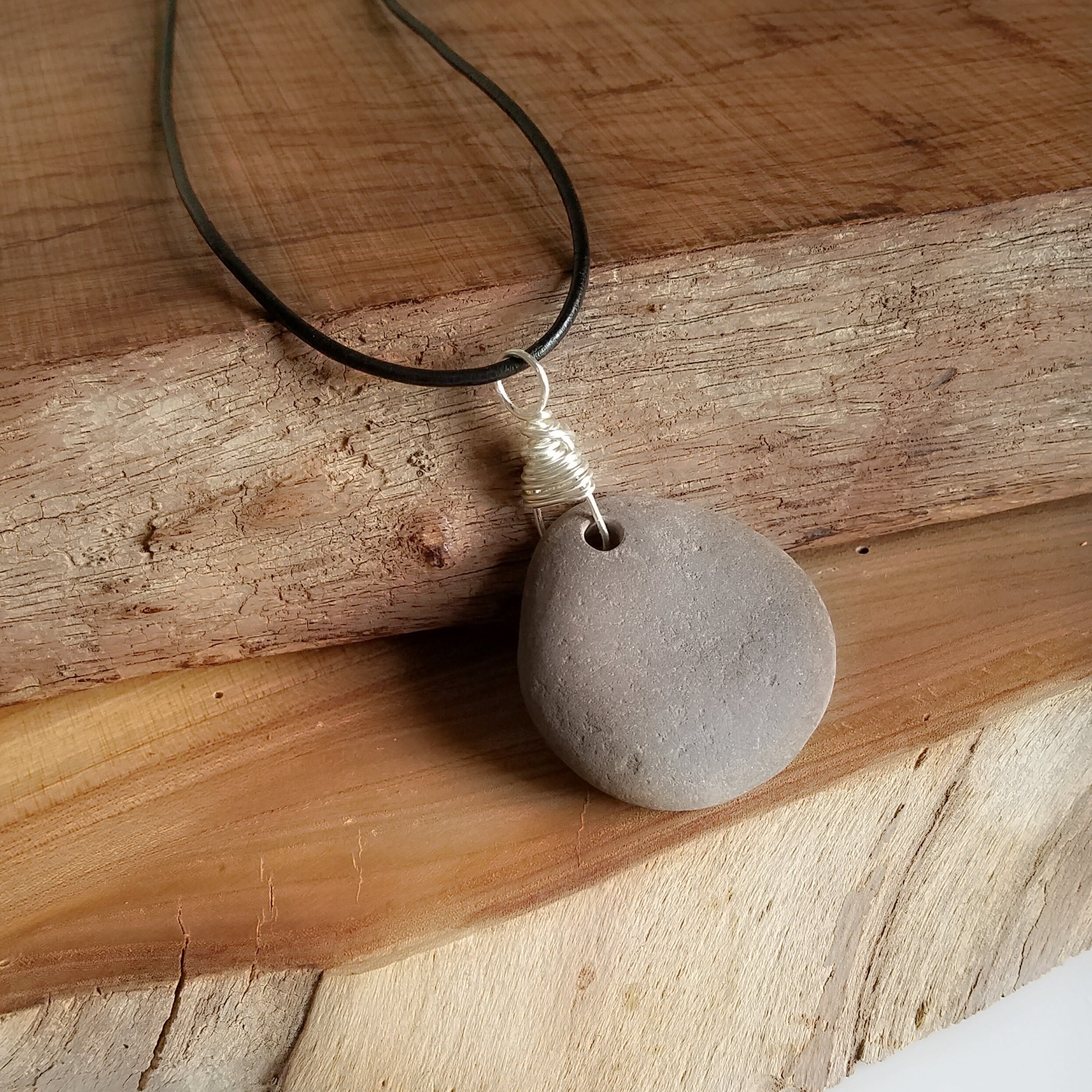 Red River Rock Necklace, River Rock Pendant, Natural River Stone ...