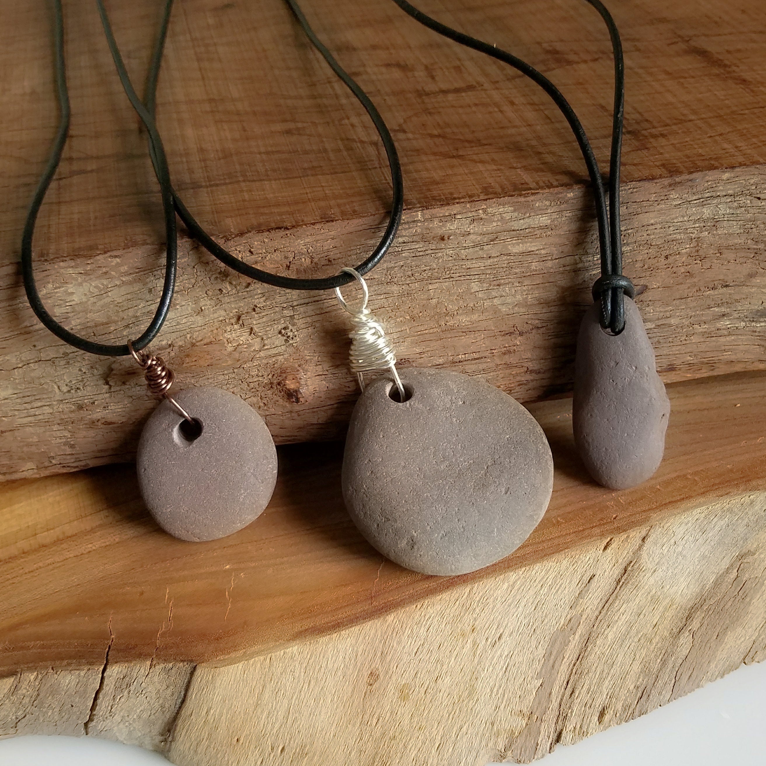 Red River Rock Necklace, River Rock Pendant, Natural River Stone ...