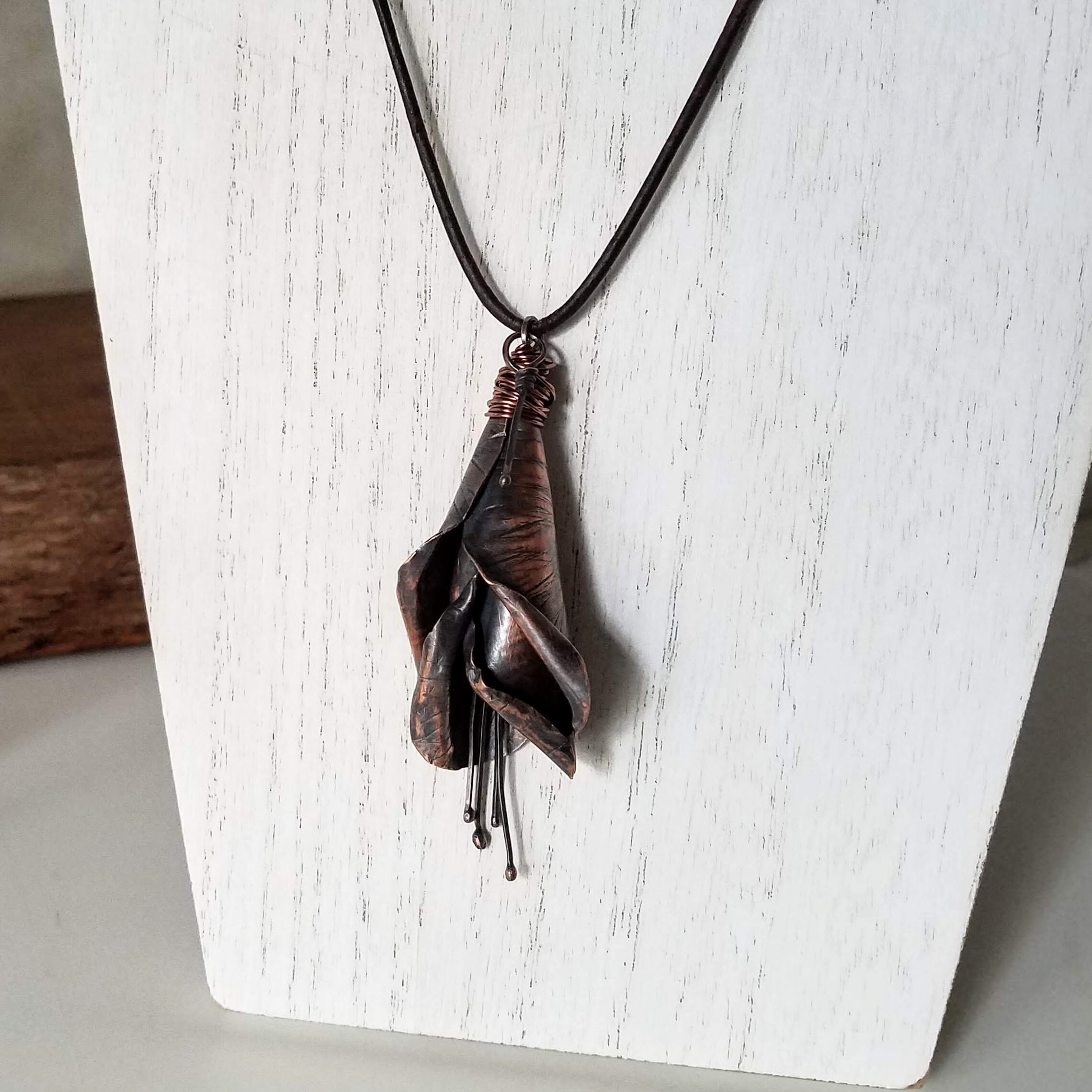 Hand Forged Copper Flower Pendant Necklace, Artisan Copper Pendant on ...