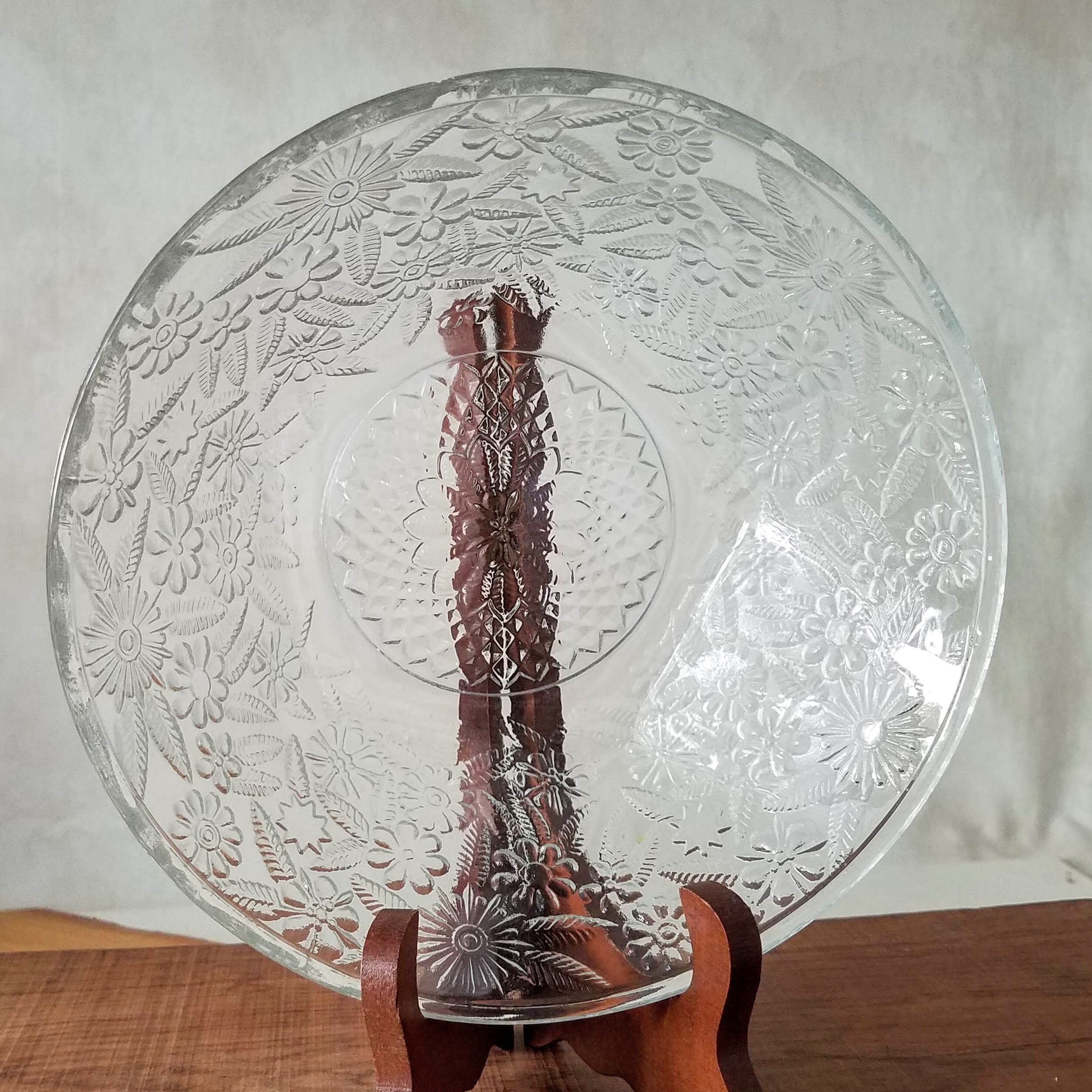 Vintage Pressed Glass Bowl, Indiana Glass Daisy Pattern Clear Glassware ...