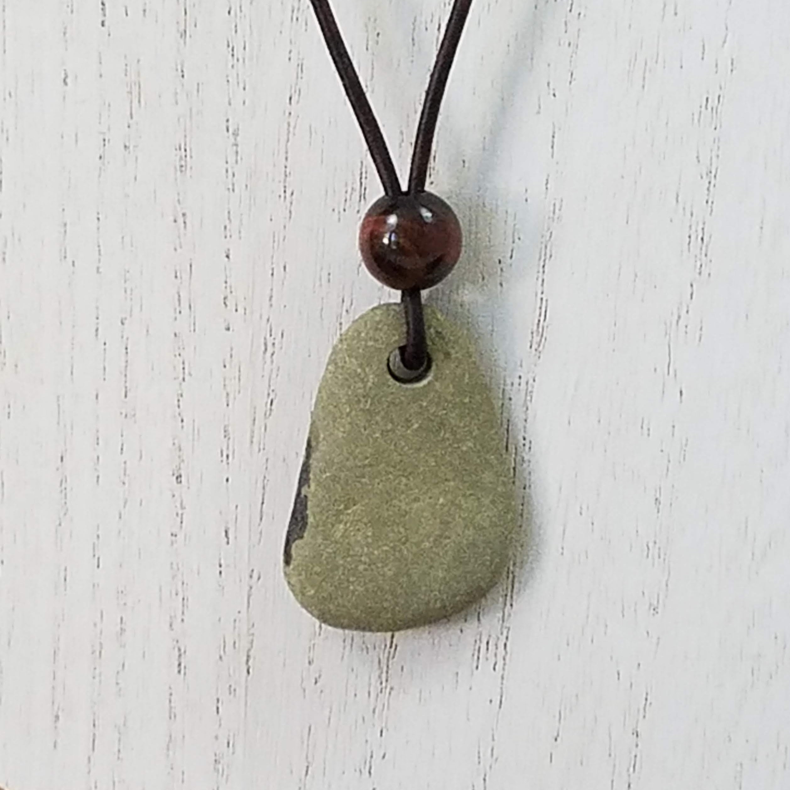 River Rock Necklace, Stone Pendant with Red Tigers Eye on Adjustable ...