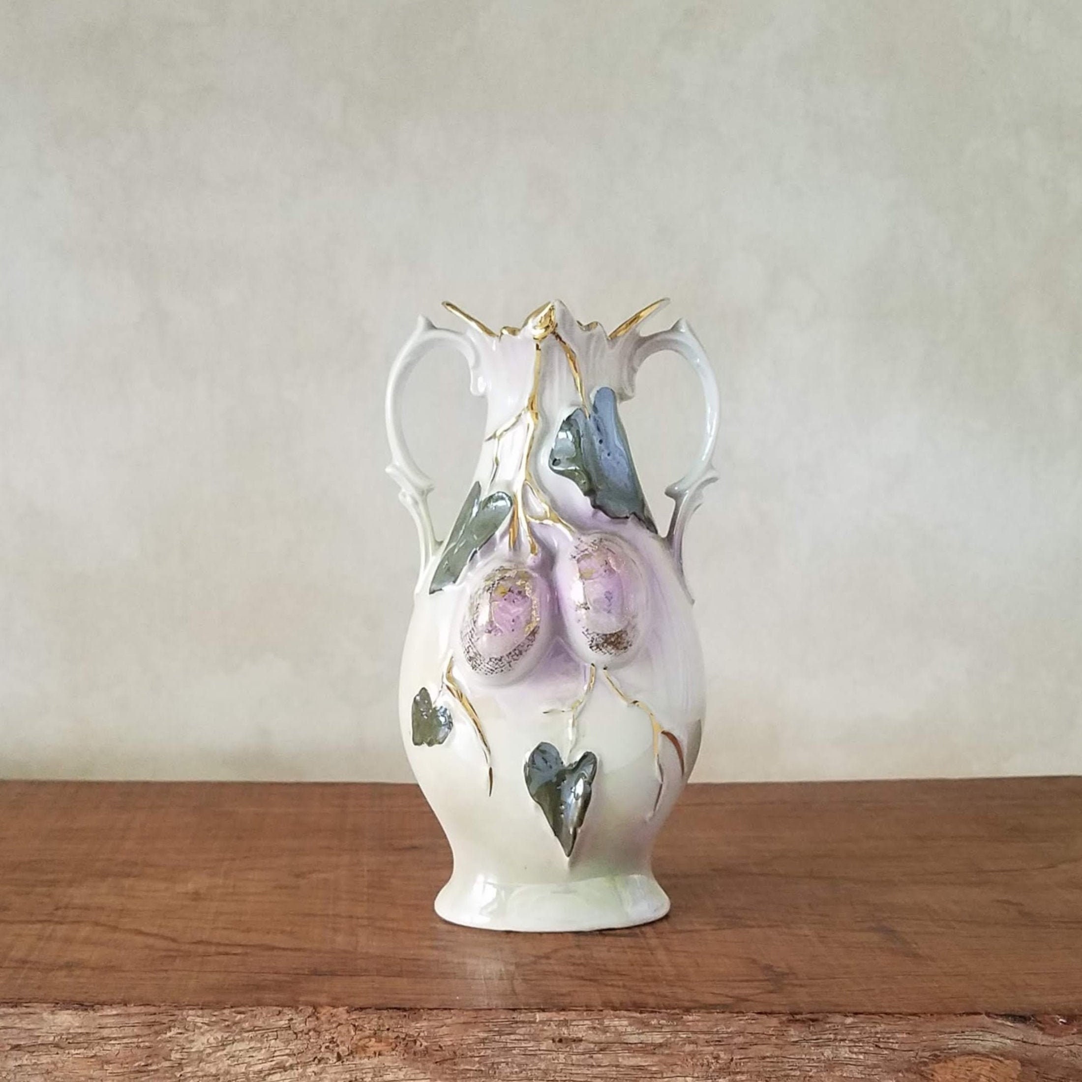 Porcelain Small Vase, Vintage Fine Porcelain Two Handled Bud Vase with ...