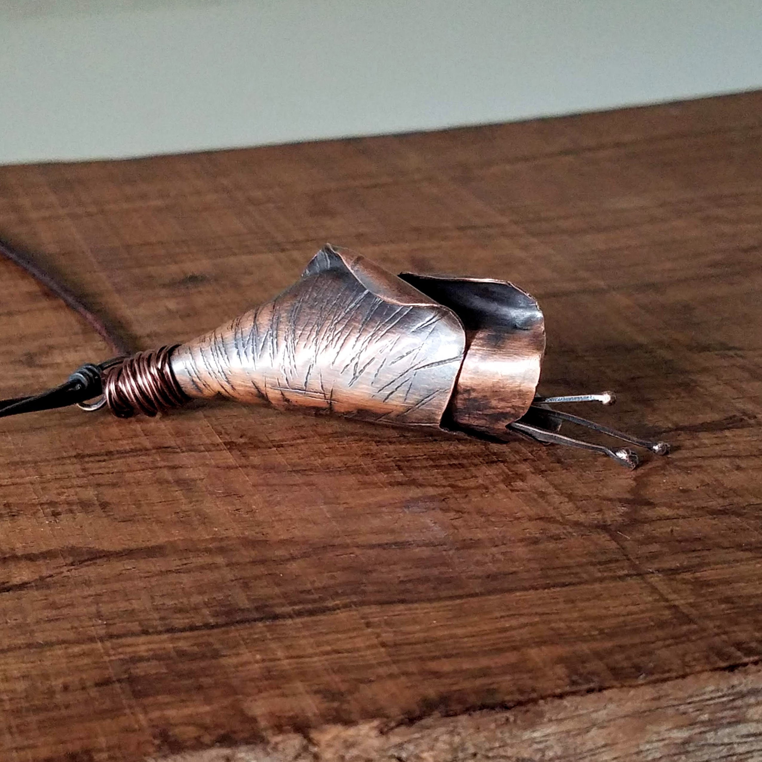Hand Forged Copper Flower Pendant Necklace, Artisan Copper Pendant on ...
