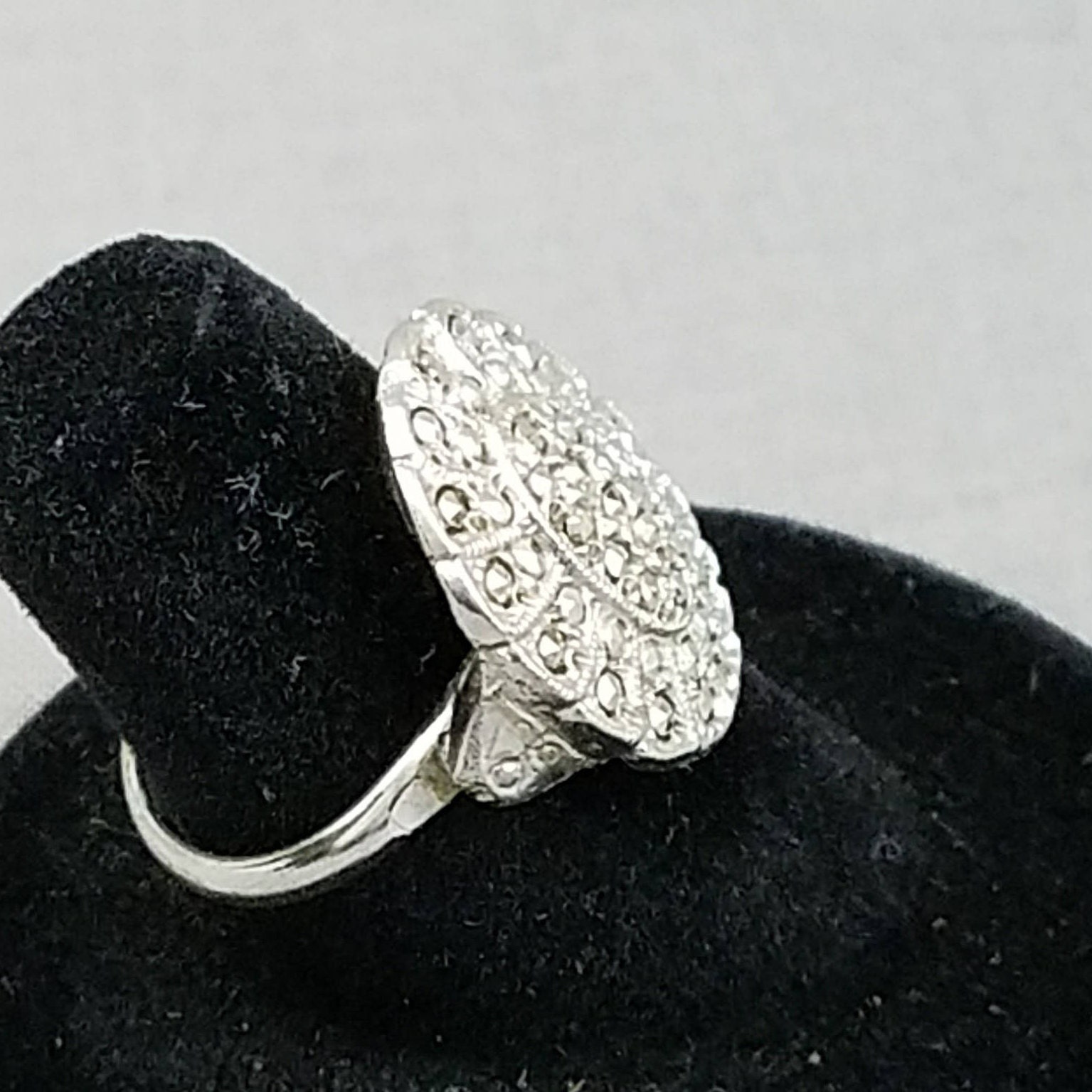 Antique Style Marcasite Ring, Vintage Marcasite Ring, Adjustable Ring ...