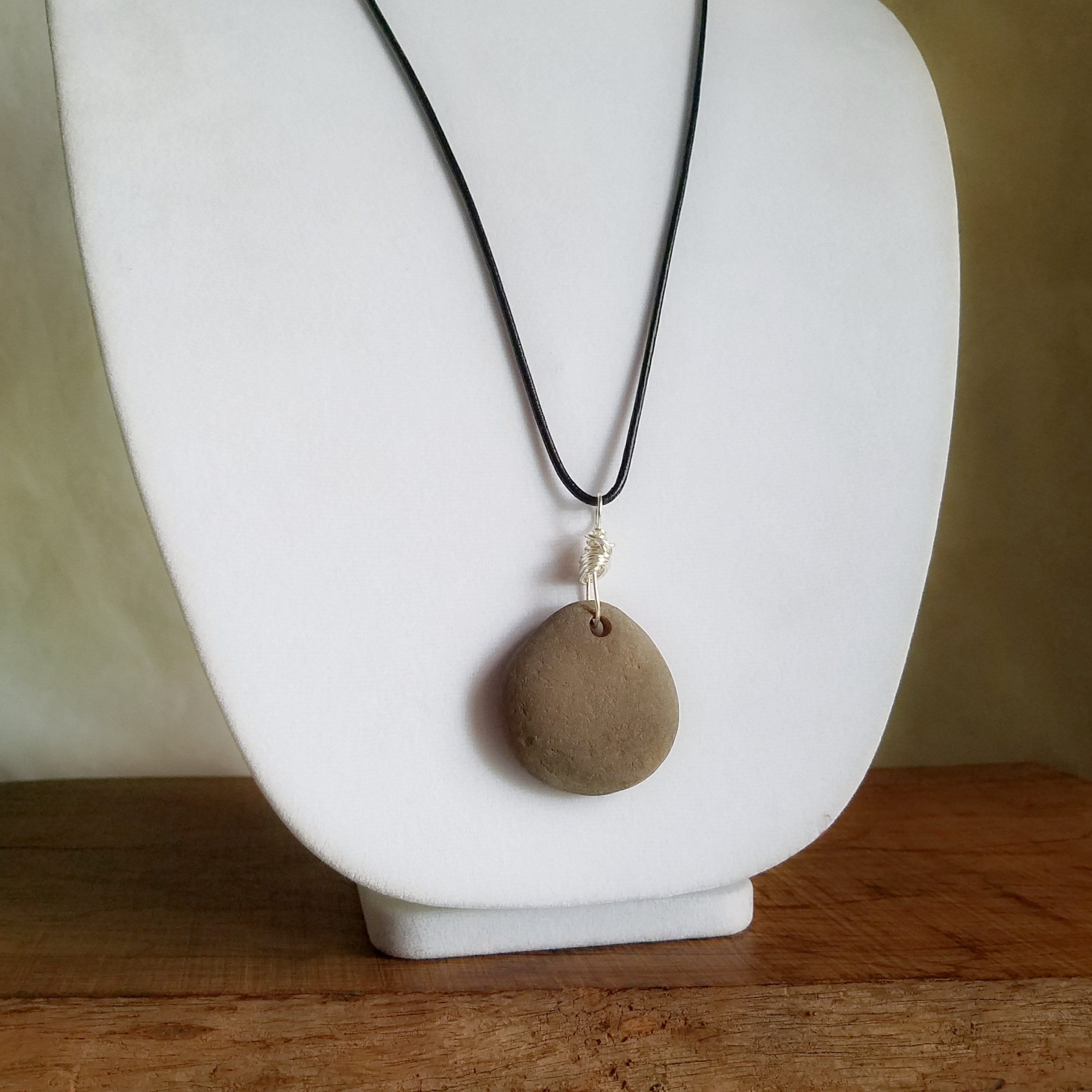 Red River Rock Necklace, River Rock Pendant, Natural River Stone ...