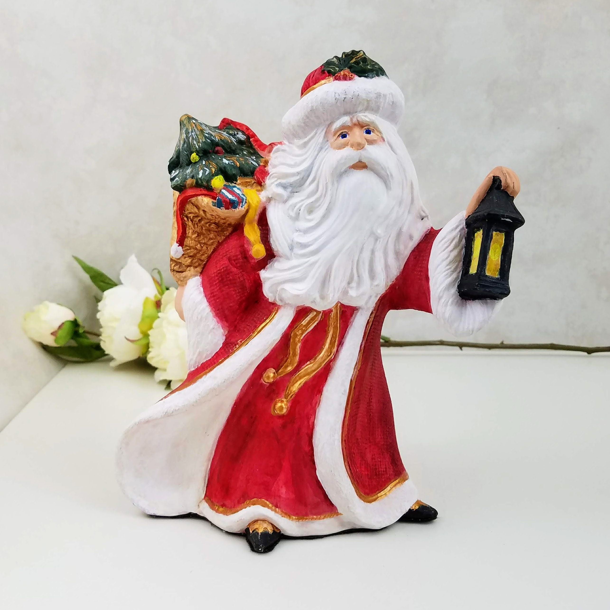 Old Fashioned Santa Figurine, Hand Painted Bisque Santa, Vintage ...
