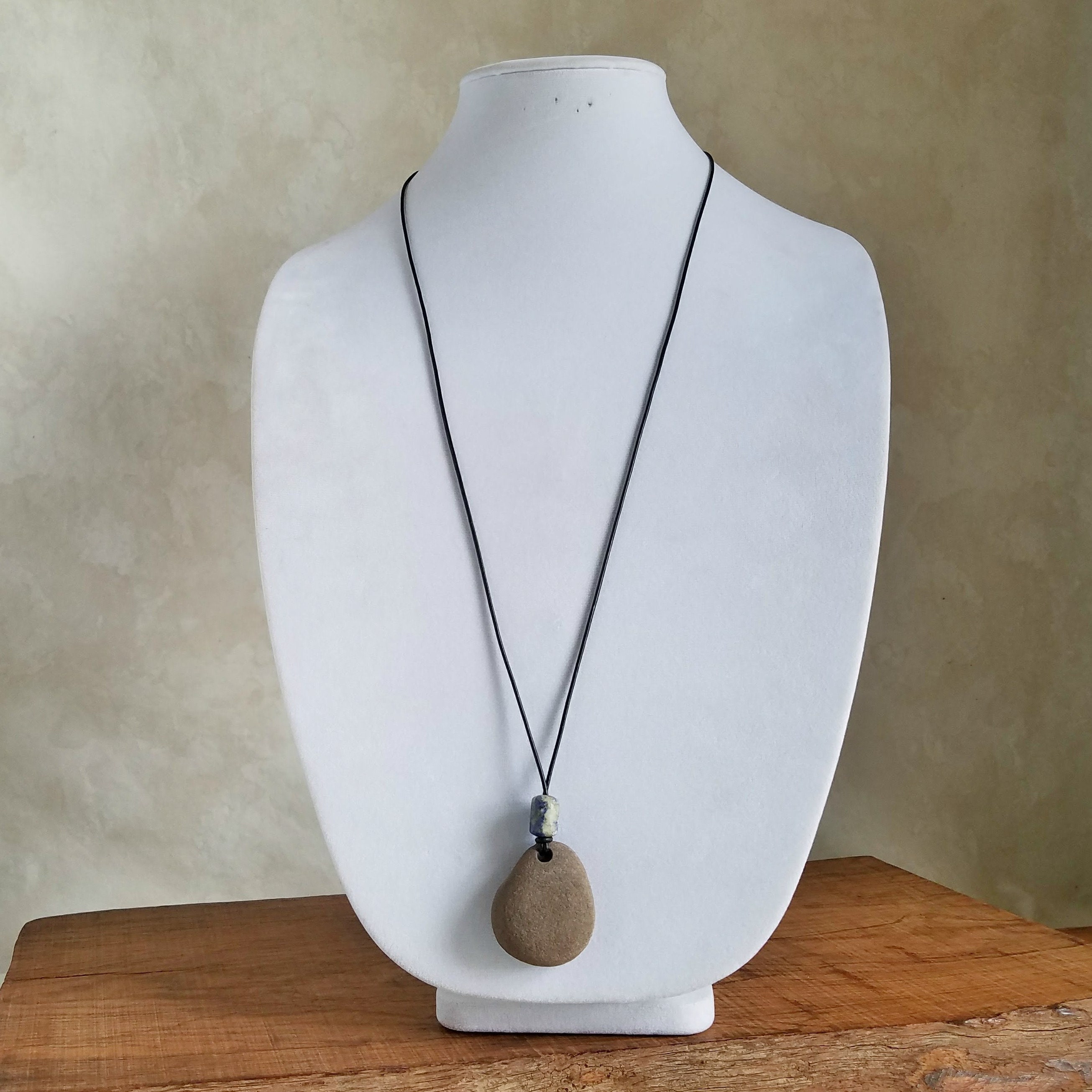 Stone Pendant, Rock Necklace, River Rock Jewelry, Natural Red River ...