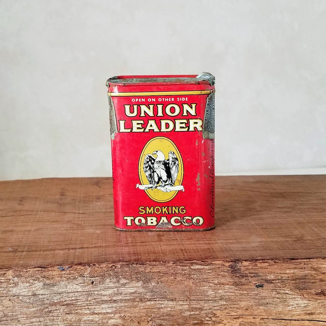 Union Leader Smoking Tobacco Tin, Advertising Collectible Vintage Red ...