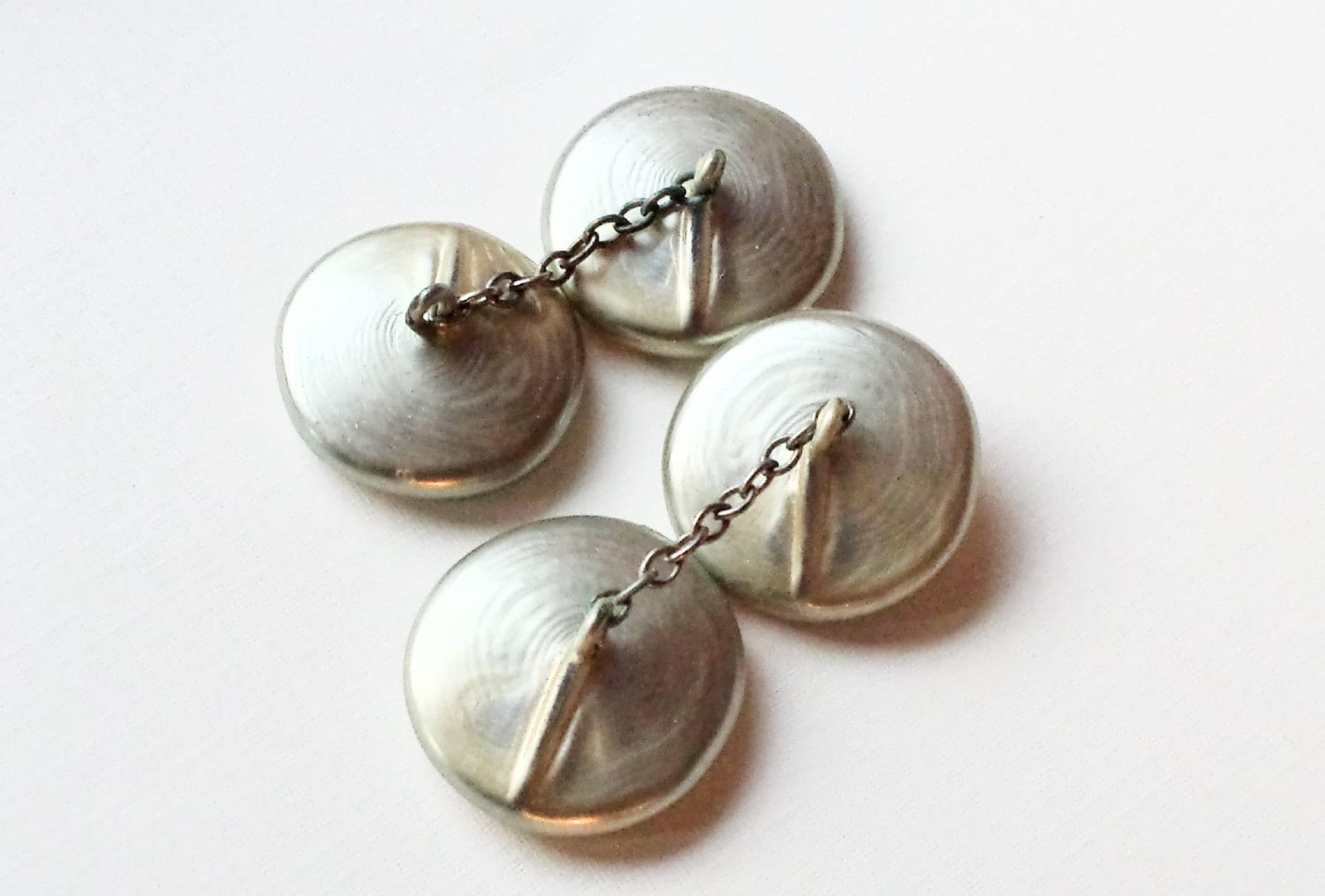 Vintage Cuff Links, Silver White Cufflinks, Vintage Rose Buttons, Chain ...