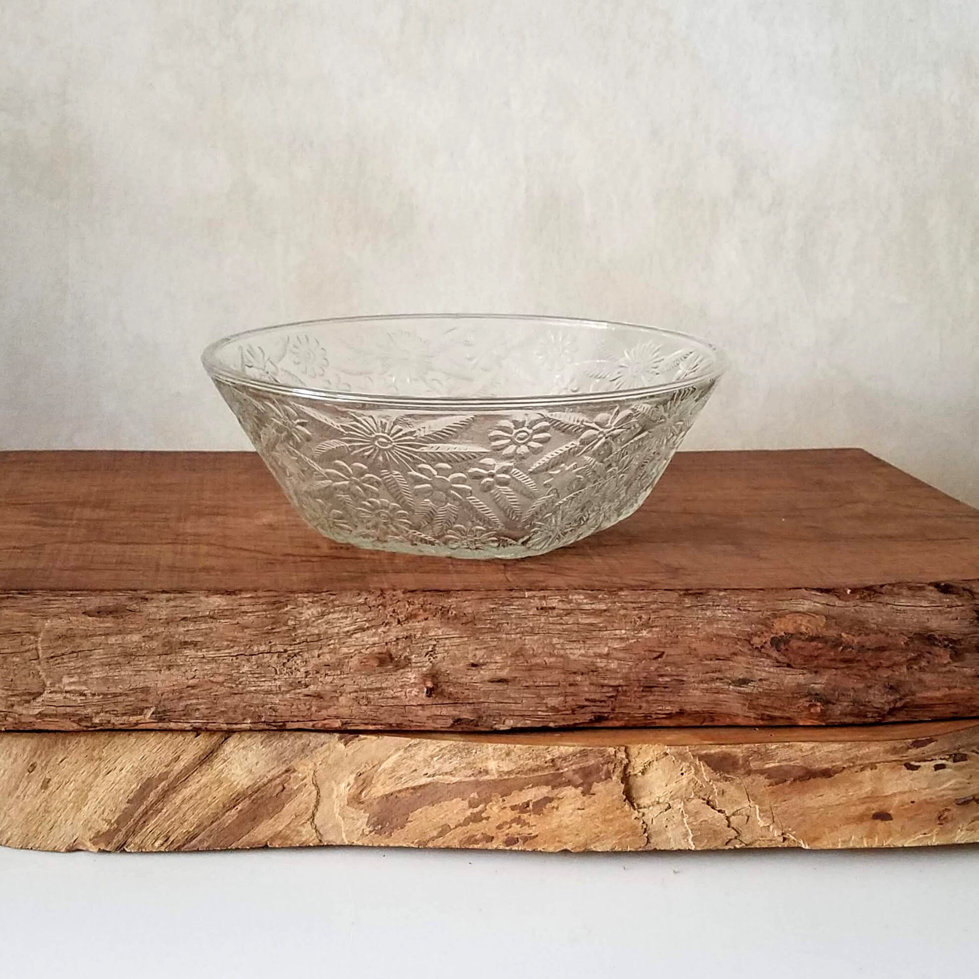 Vintage Pressed Glass Bowl, Indiana Glass Daisy Pattern Clear Glassware ...