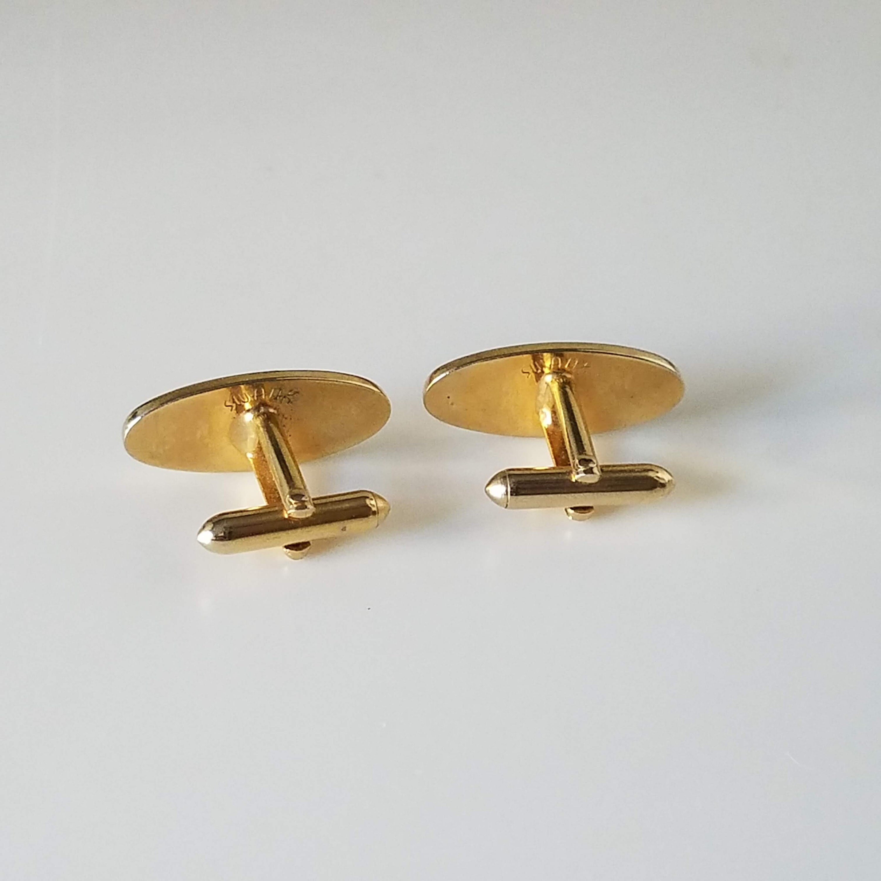 Vintage Cuff Links, Swank Signed Cufflinks, Retro Gold Tone Metal Cuff ...