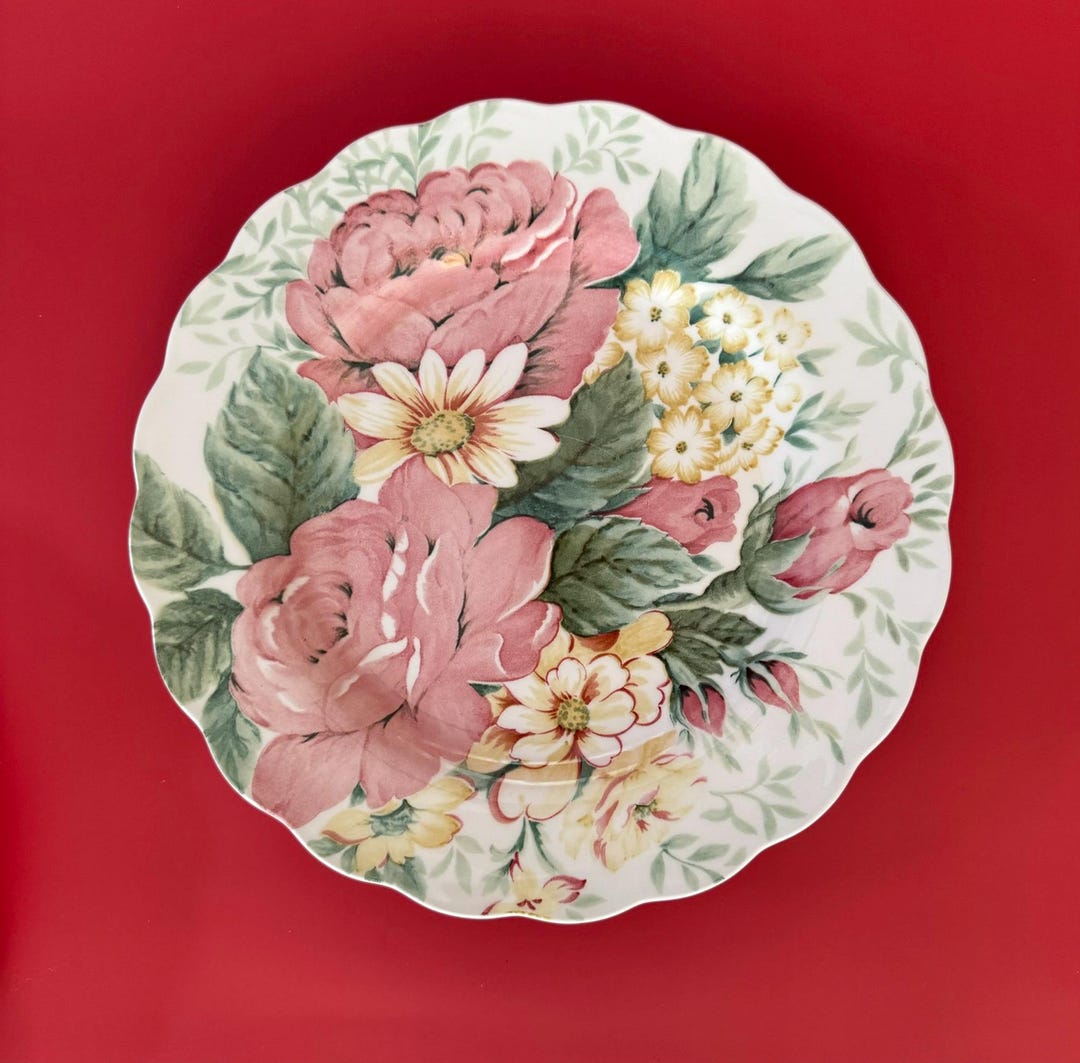 Valentine Pink Rosesvintage English Garden Nikko China Plates Retired ...