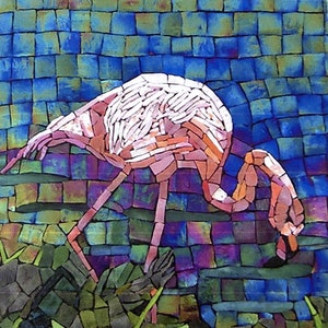 Flamingo and White Ibis 2-piece Set Mosaic Art on Canvas Gift or ...