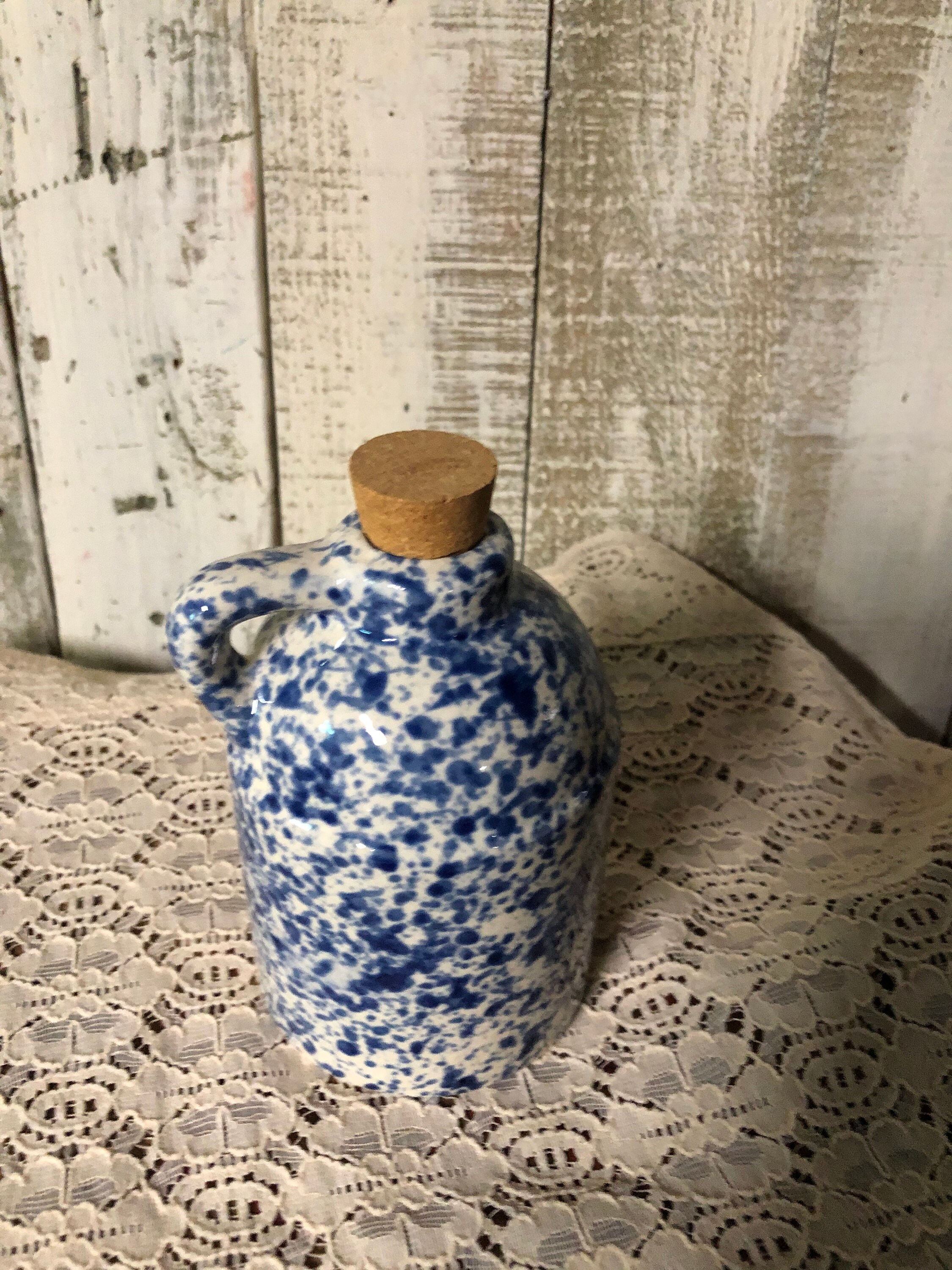 Home Décor Vintage Blue & White Jug Estate Sale Small Country Farmhouse ...