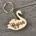 Personalized Swan Keychain, Wood Keychain, Engraved Wood Keychain, Cute ...