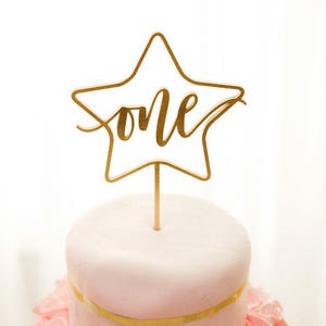 One Star Cake Topper 5.5"w, First Birthday Topper, Anniversary Topper ...