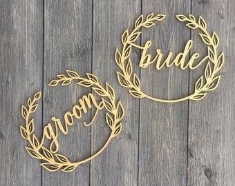 Bride and Groom Chair Signs Custom Laser Cut Signs | Etsy
