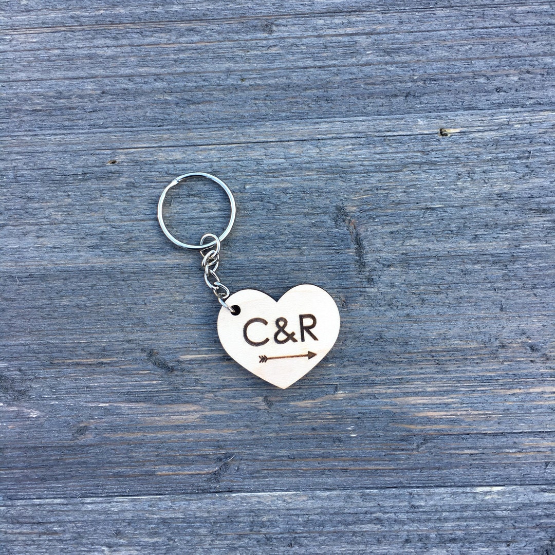 Personalized Heart Keychain - Custom Keychain, Engraved Keychain ...