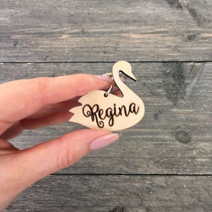 Personalized Swan Keychain, Wood Keychain, Engraved Wood Keychain, Cute ...