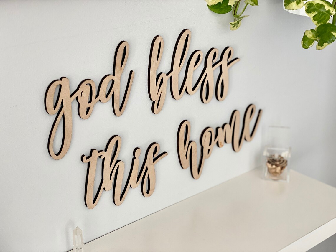God Bless This Home Wood Wall Sign - Housewarming Gift - Etsy