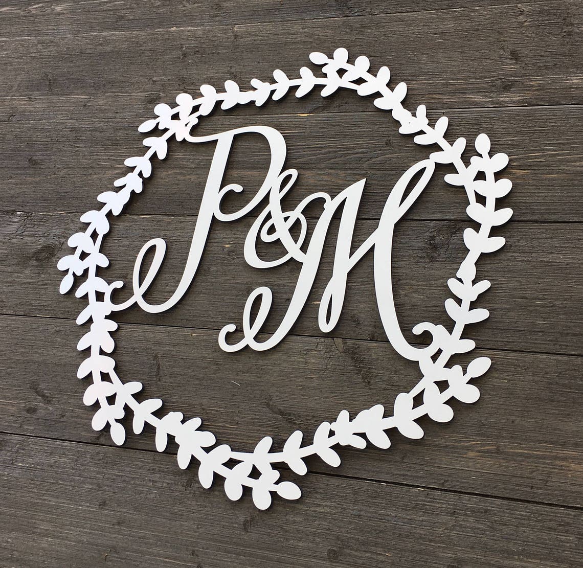 Initial Wreath Sign Custom Wooden Sign Initials Sign - Etsy