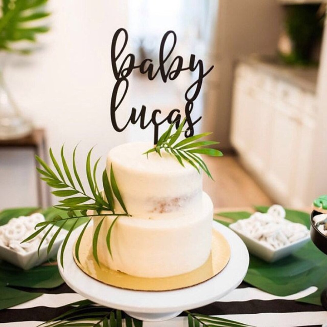 Personalized Baby Name Cake Topper, Laser Cut Wood - Etsy