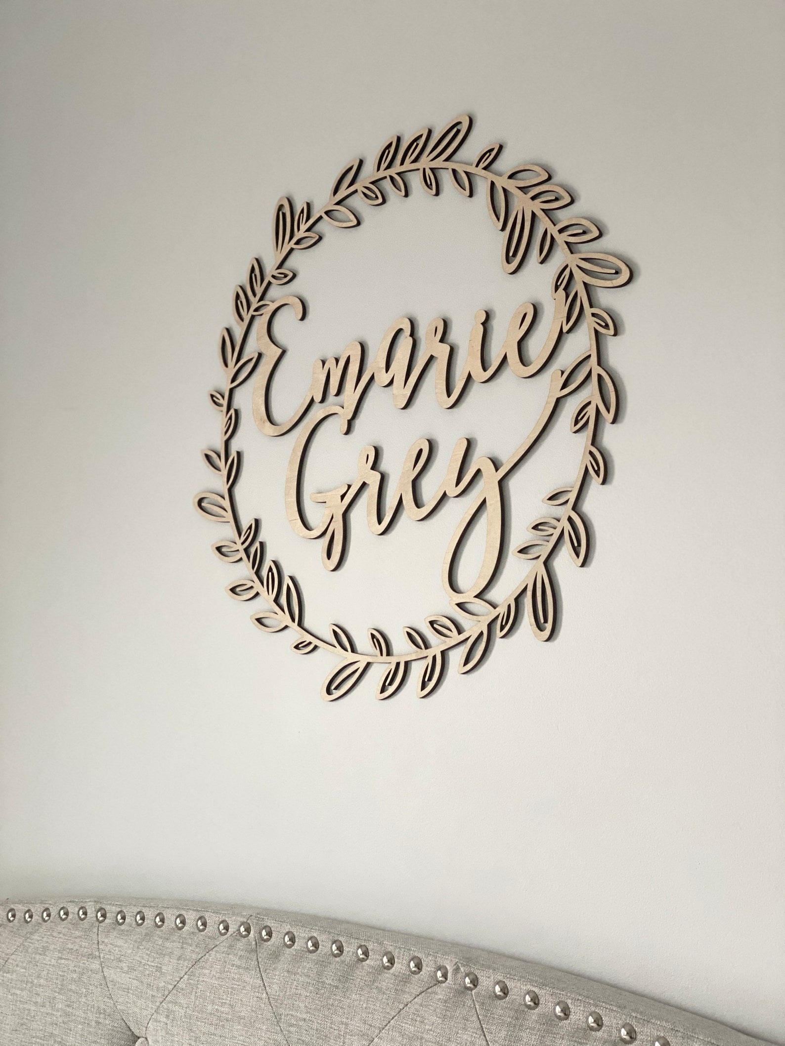 Personalized Circle Wreath Name Sign Custom Name Sign | Etsy