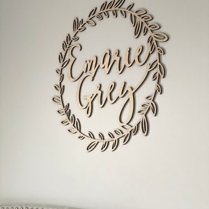 Personalized Circle Wreath Name Sign, Custom Name Sign, Backdrop Sign ...