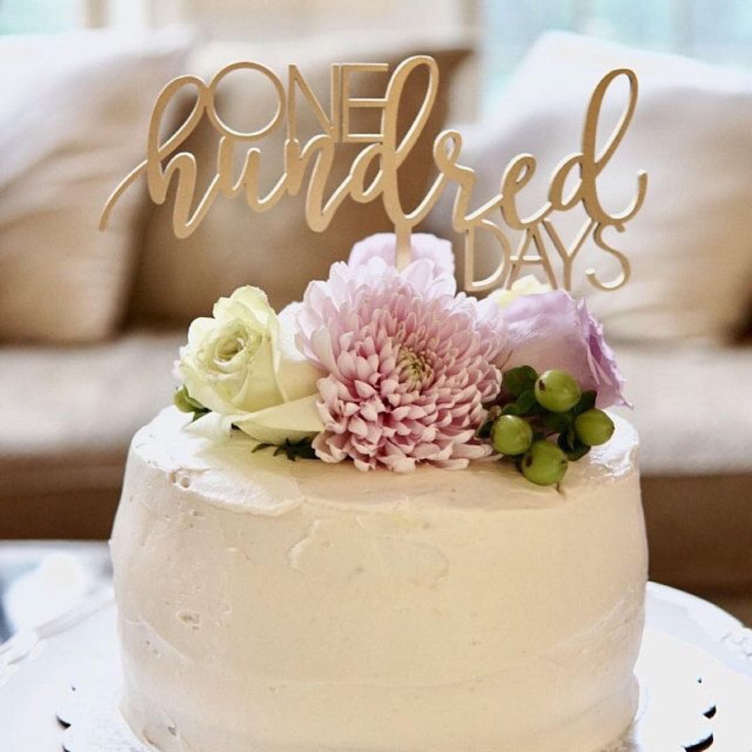 One Hundred Days Cake Topper, 8" Inches - Happy 100 Days Baby Birth ...