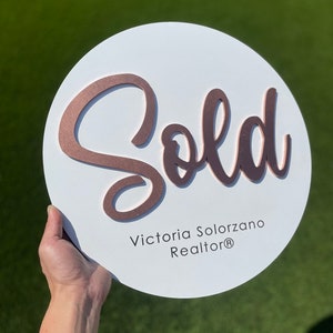 Personalized Circle Sold Sign, 16x16 Inches, Realtor Sign, Real Estate ...