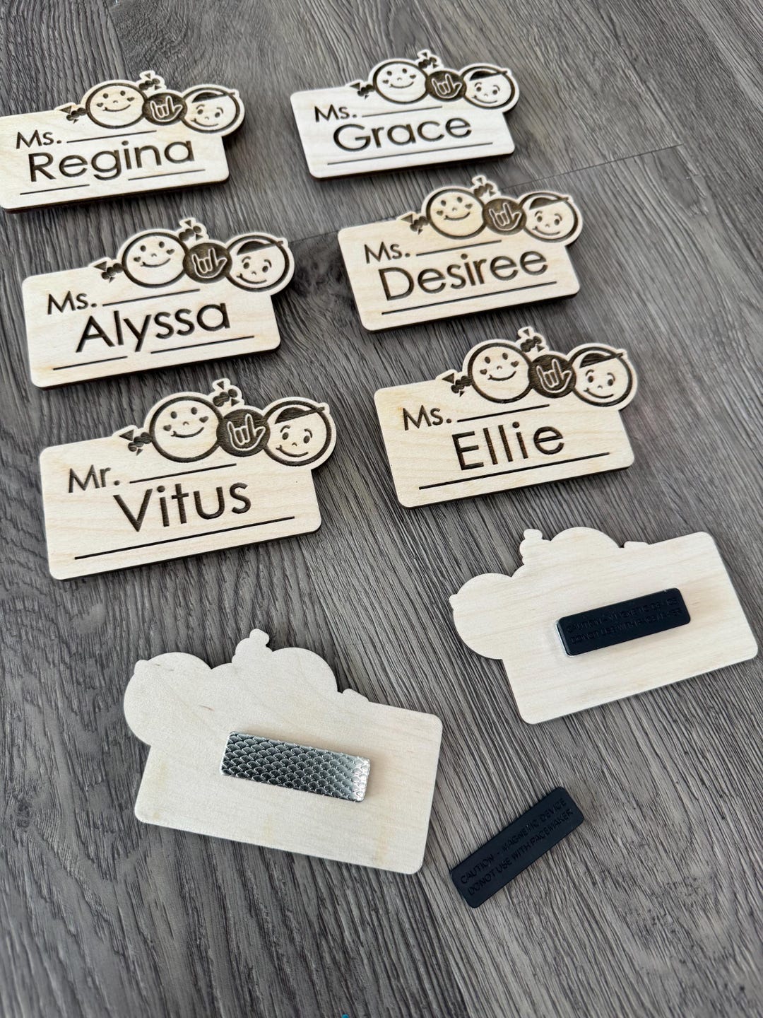 Custom Company Name Tags, Personalized Badges, Engraved Wood Name Tag ...
